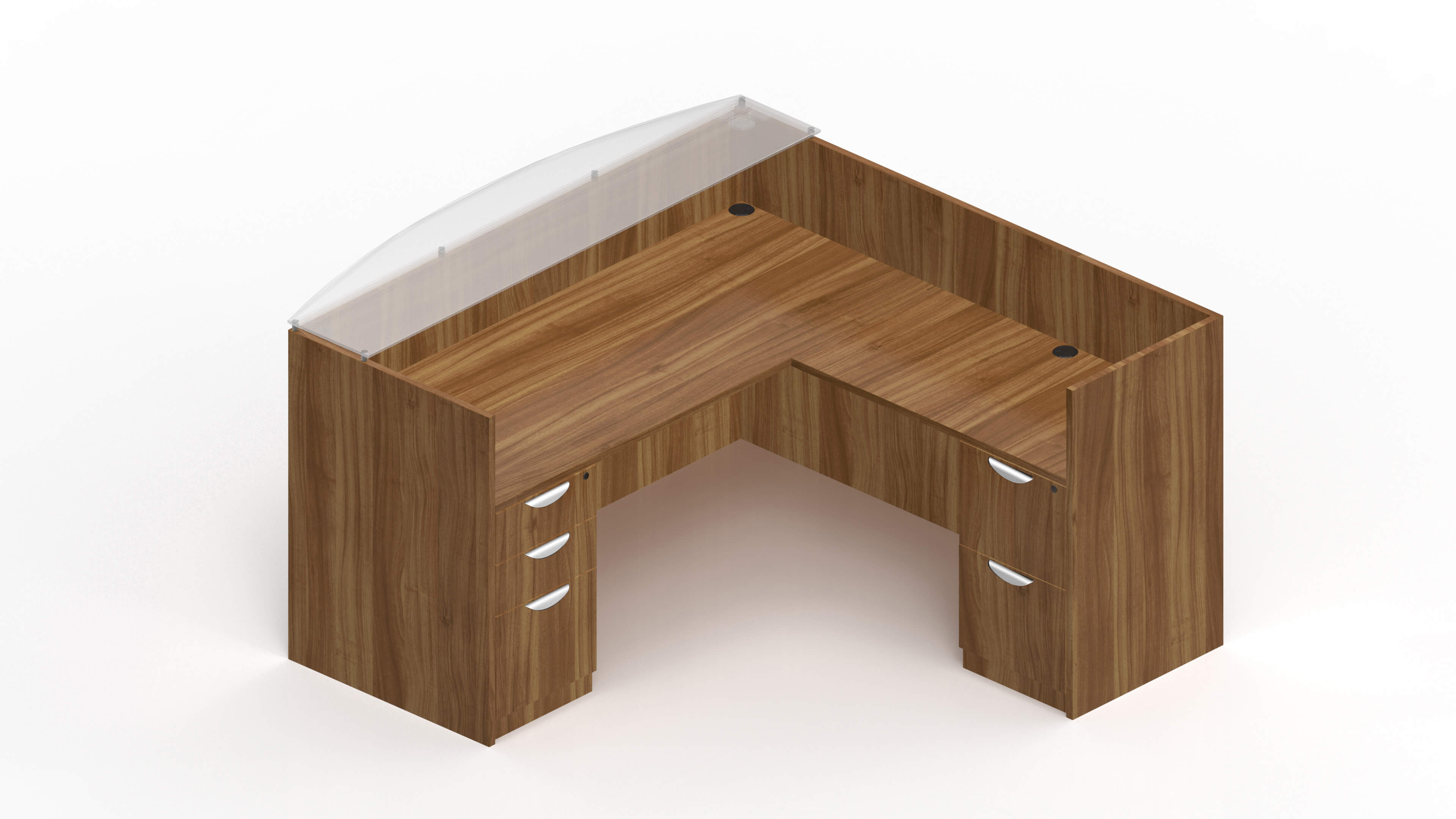 Single Person Reception Desk - Attract Corner Reception Desk Glass Top