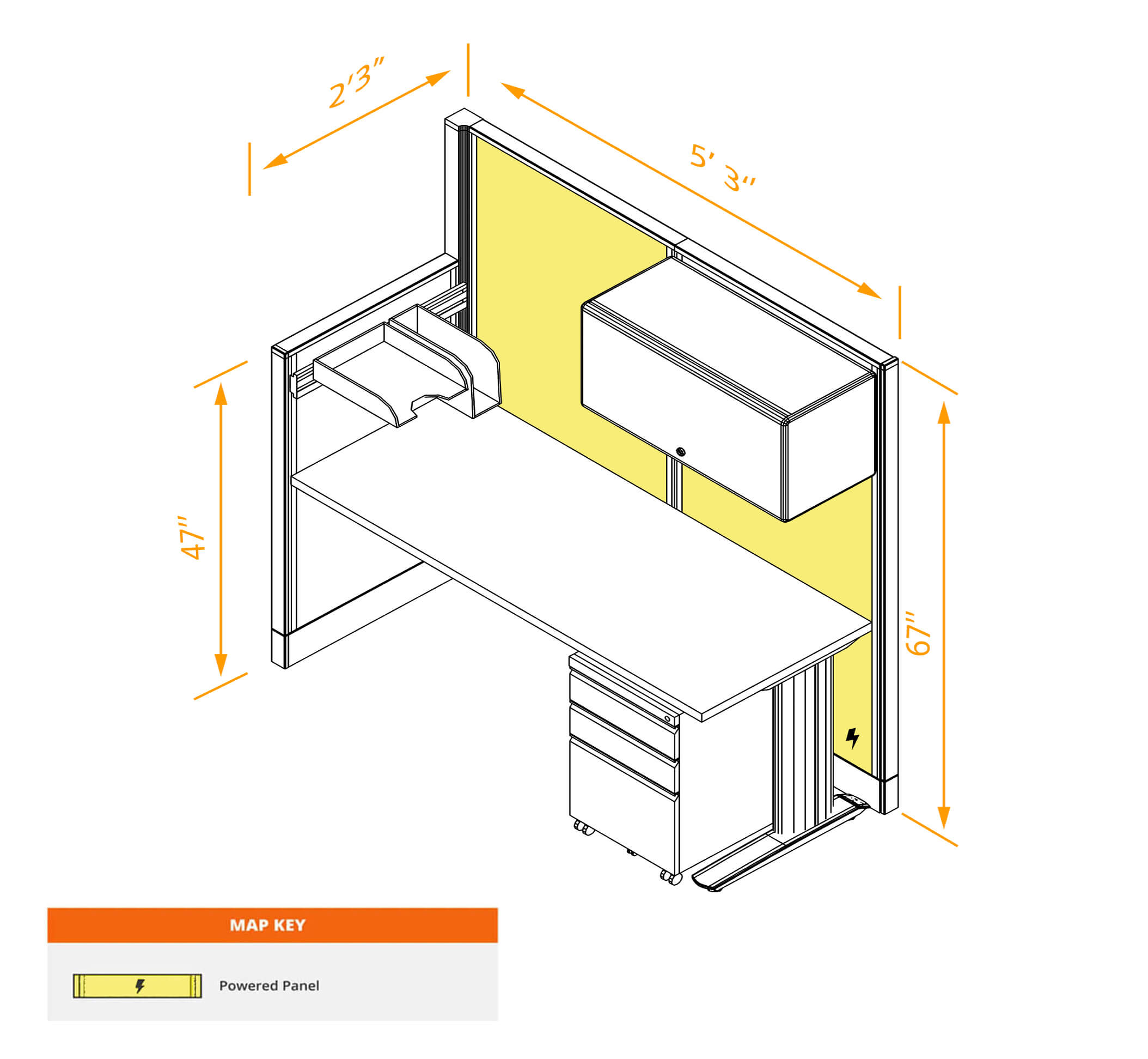 Office Cubicles Powered - Cubicle Desk Straight with Storage 1pack Powered