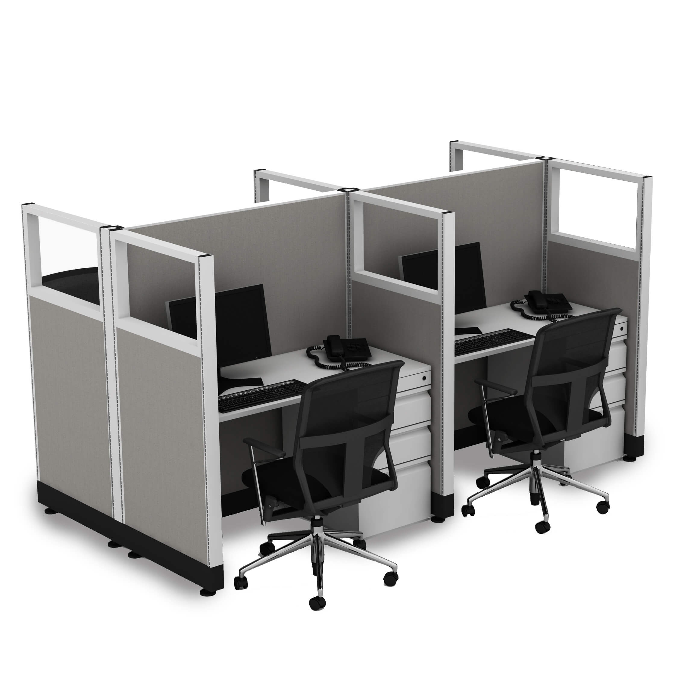 Office Hoteling 53 High Unpowered - Hoteling Workstations 53H 4pack ...