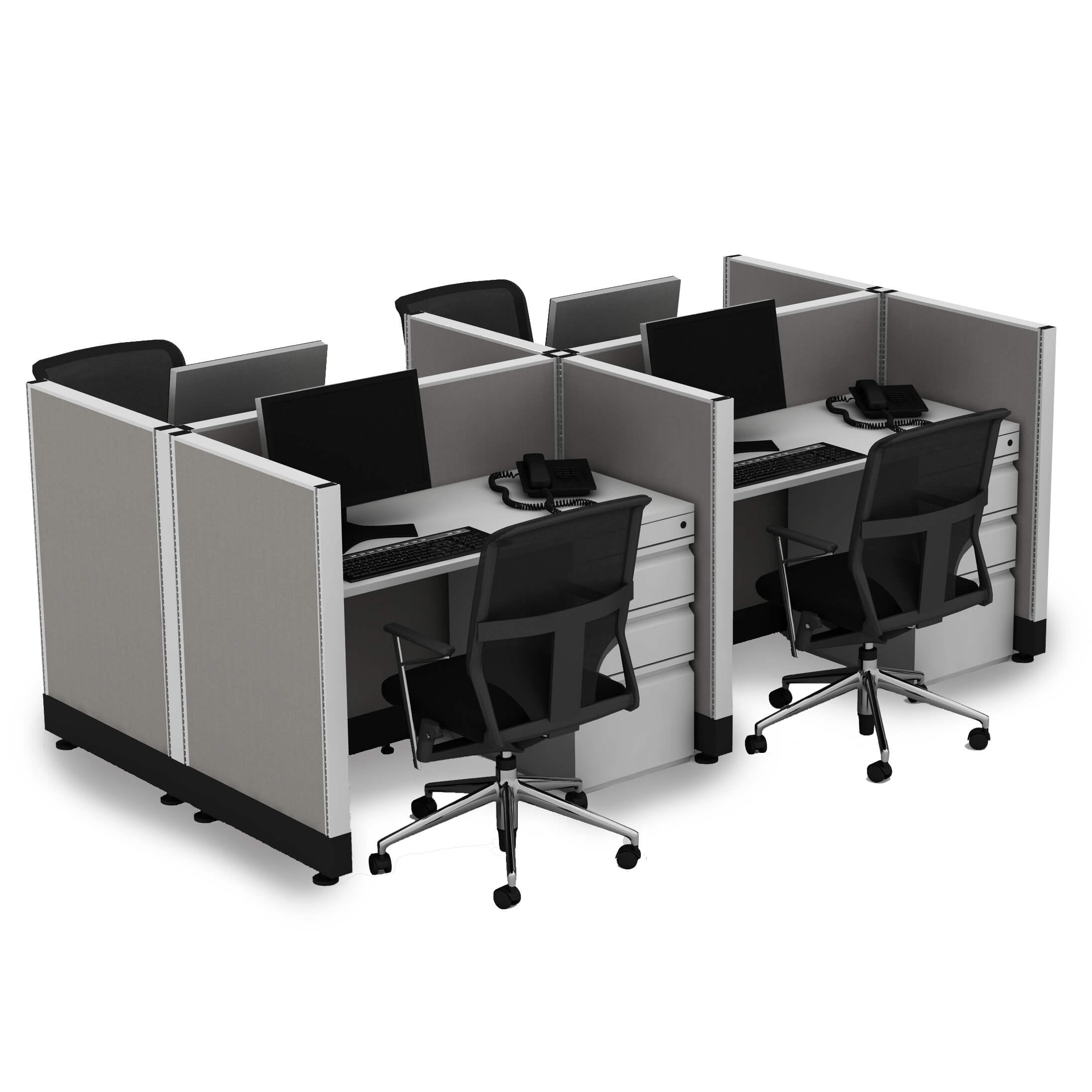 Office Hoteling 39 High Unpowered - Small Office Cubicles 39H 4pack ...