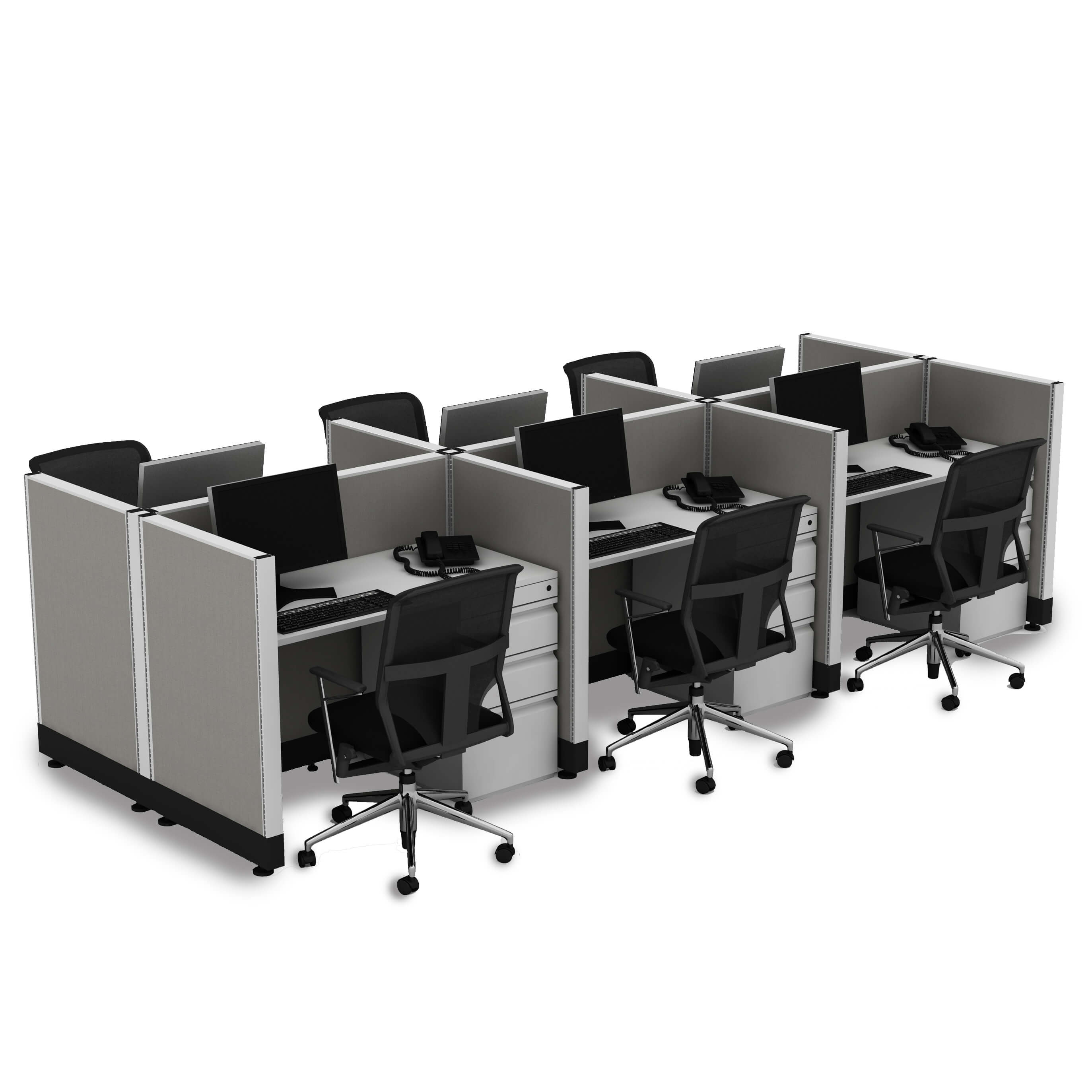 Office Hoteling 39 High Unpowered - Small Office Cubicles 39H 6pack ...