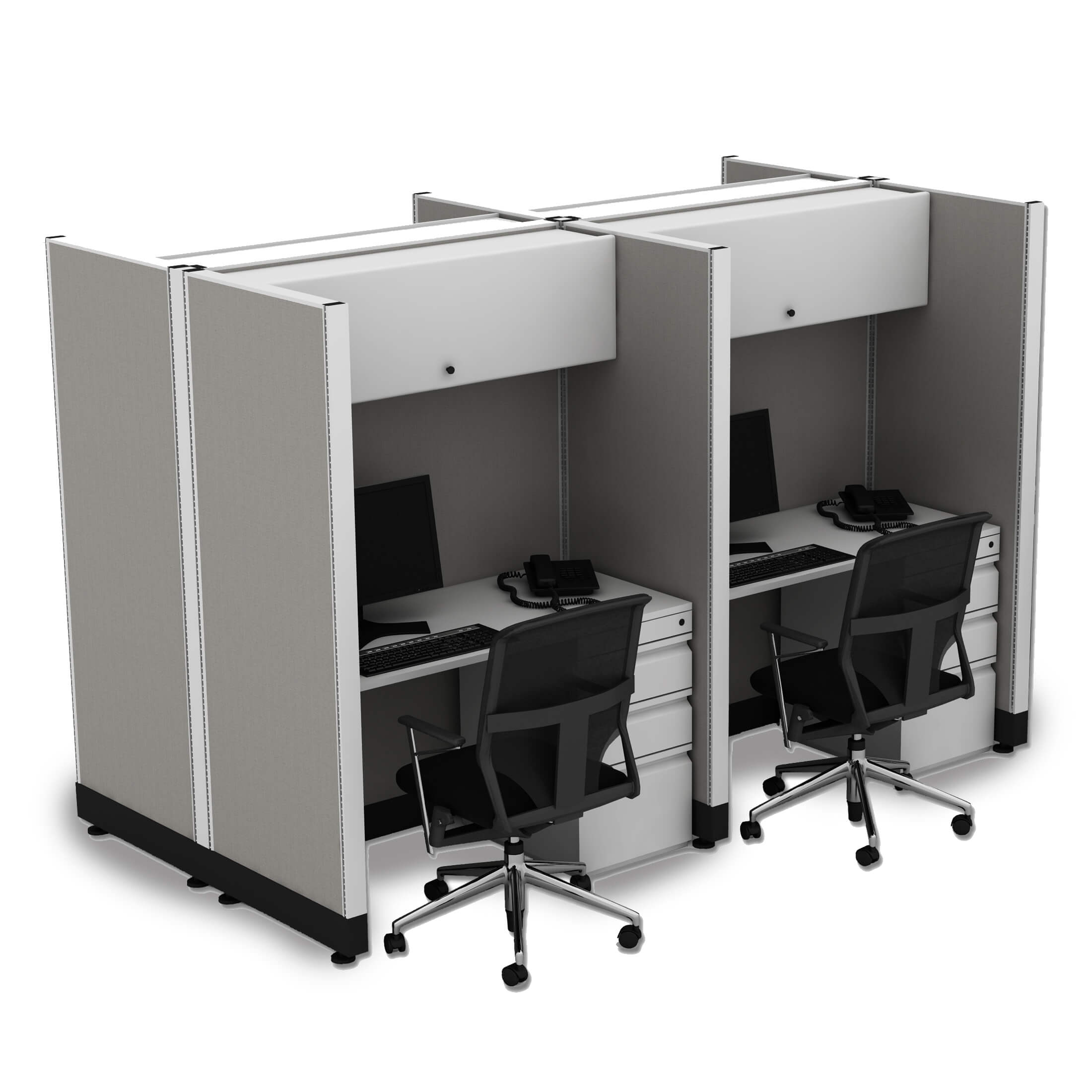 Office Hoteling 67 High Unpowered - Tall Cubicles 67H 4pack Cluster ...