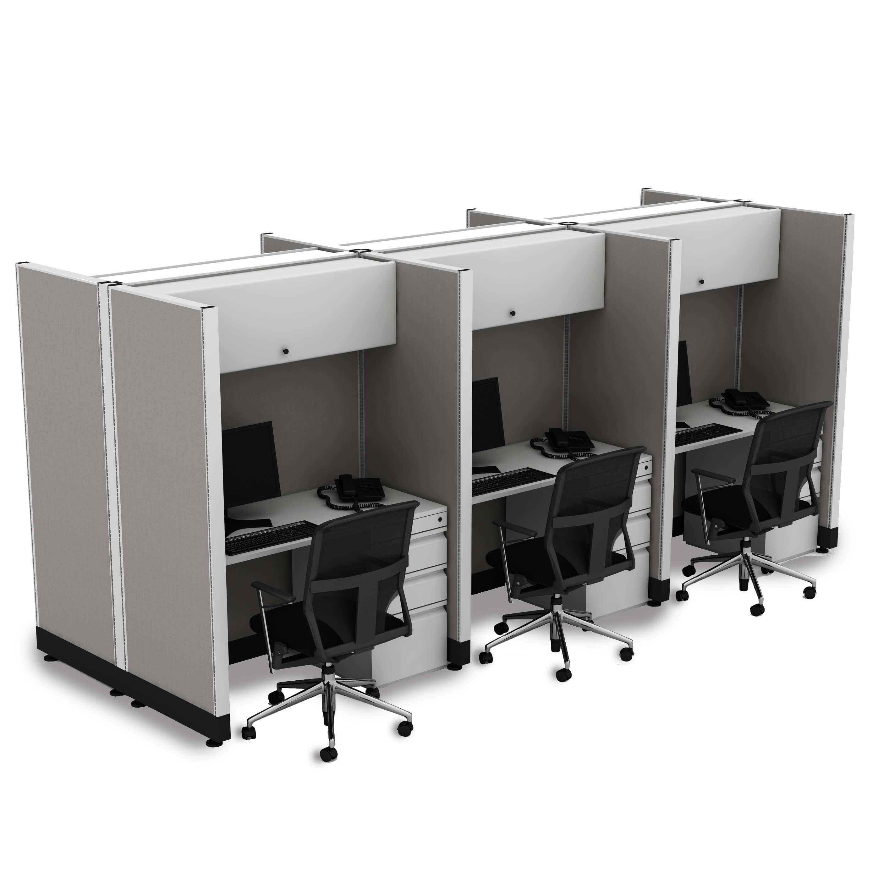 Office Hoteling 67 High Unpowered - Tall Cubicles 67H 6pack Cluster ...