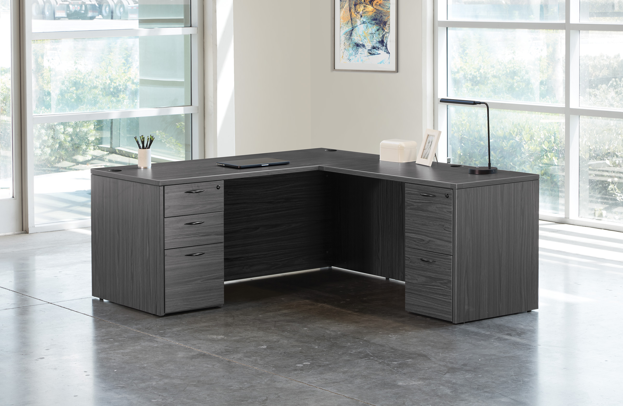 Large L Shaped Desk - Contemporary L Shaped Desk Novato 66W x 78D