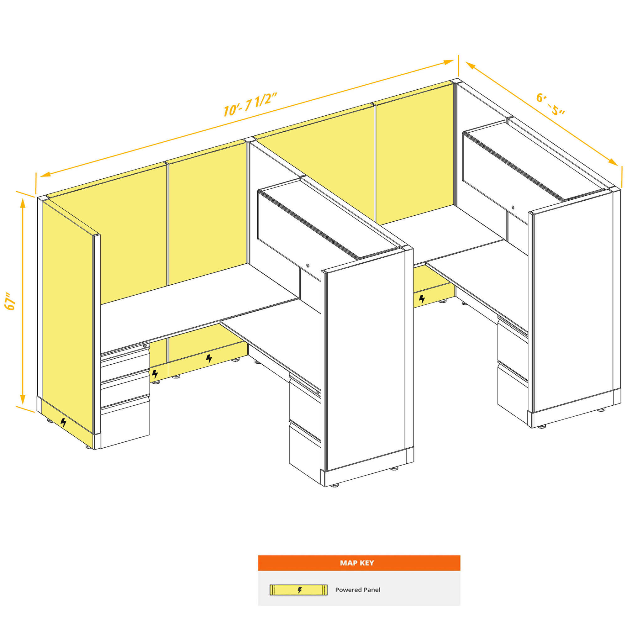 Modular Furniture 67H Powered - Modular Office Desk Furniture 67H 2pack ...