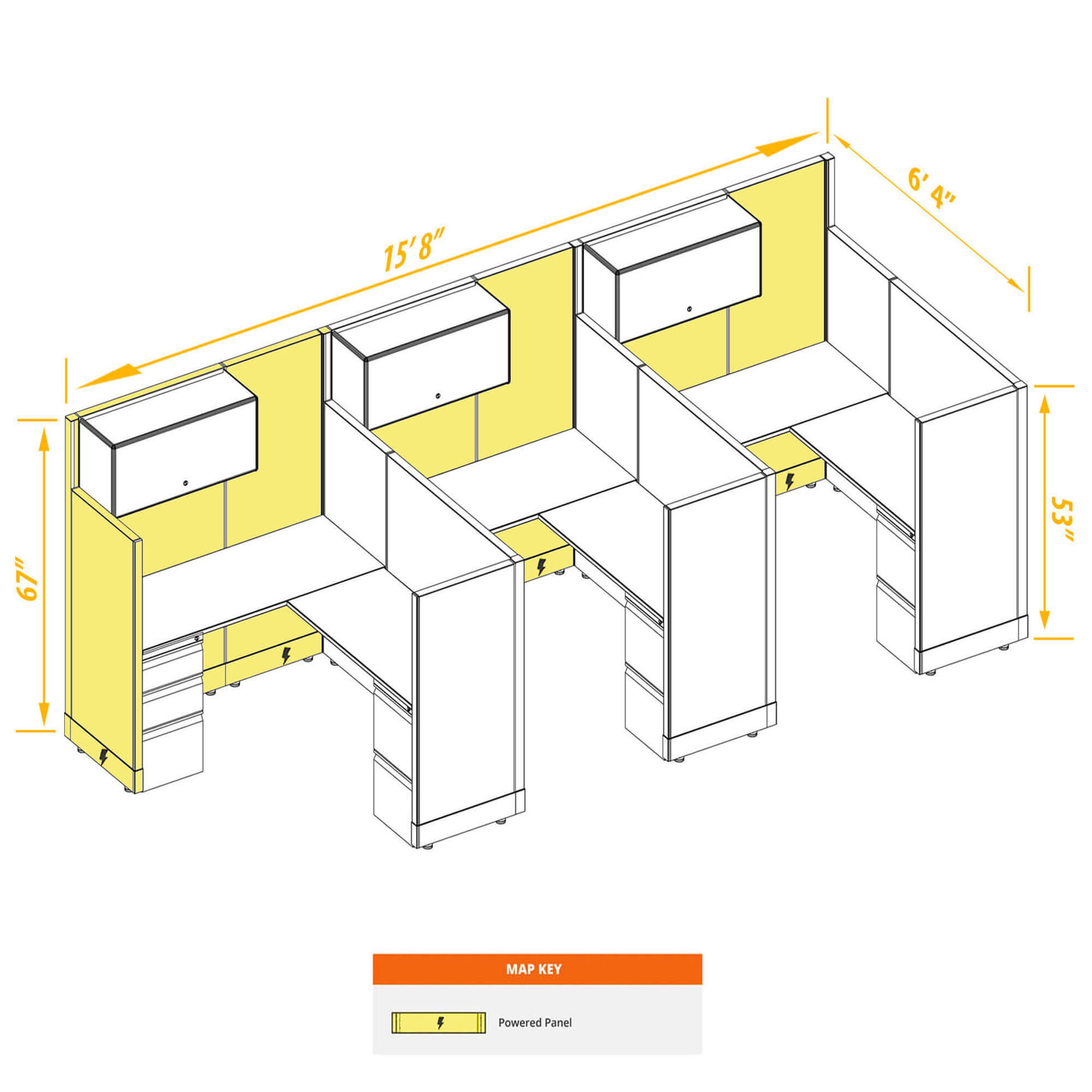 Modular Furniture Mixed Height Powered - Modern Office Furniture 53-67H ...