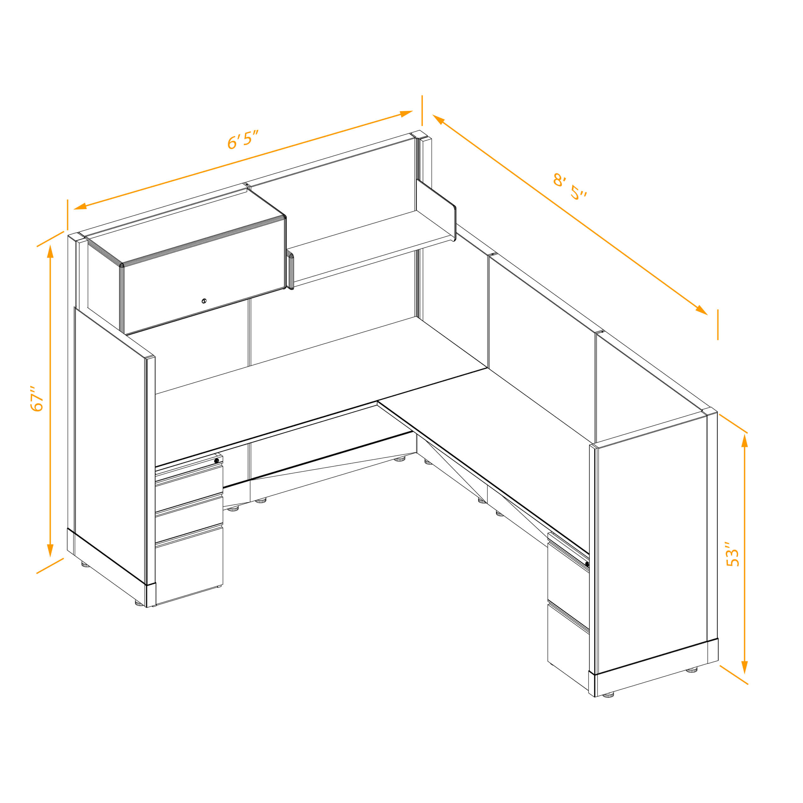 Office Wokstations Mixed Height Non Powered - Partial Glass Office ...
