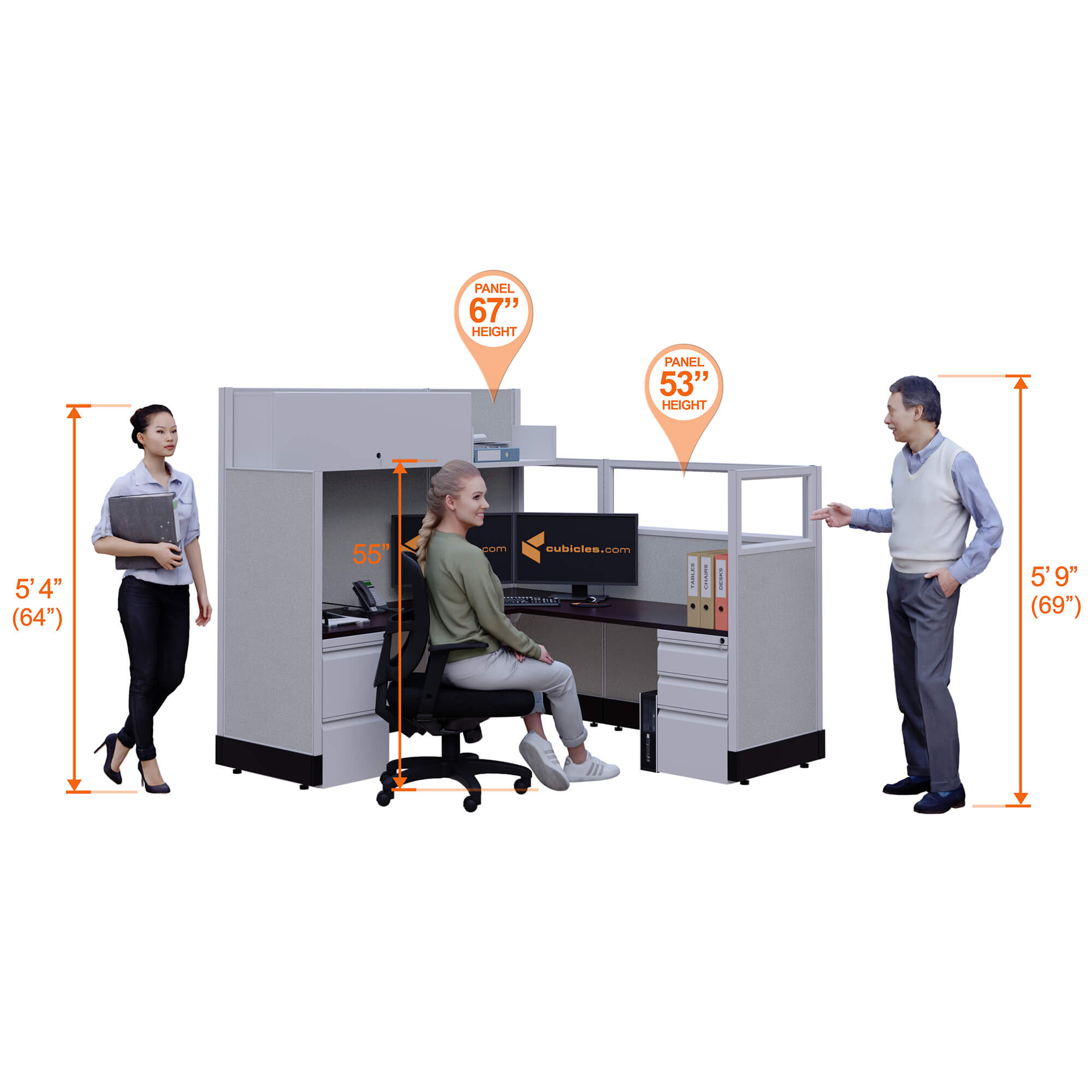 Modular Furniture Mixed Height Powered - Partial Glass Office Cubicles ...
