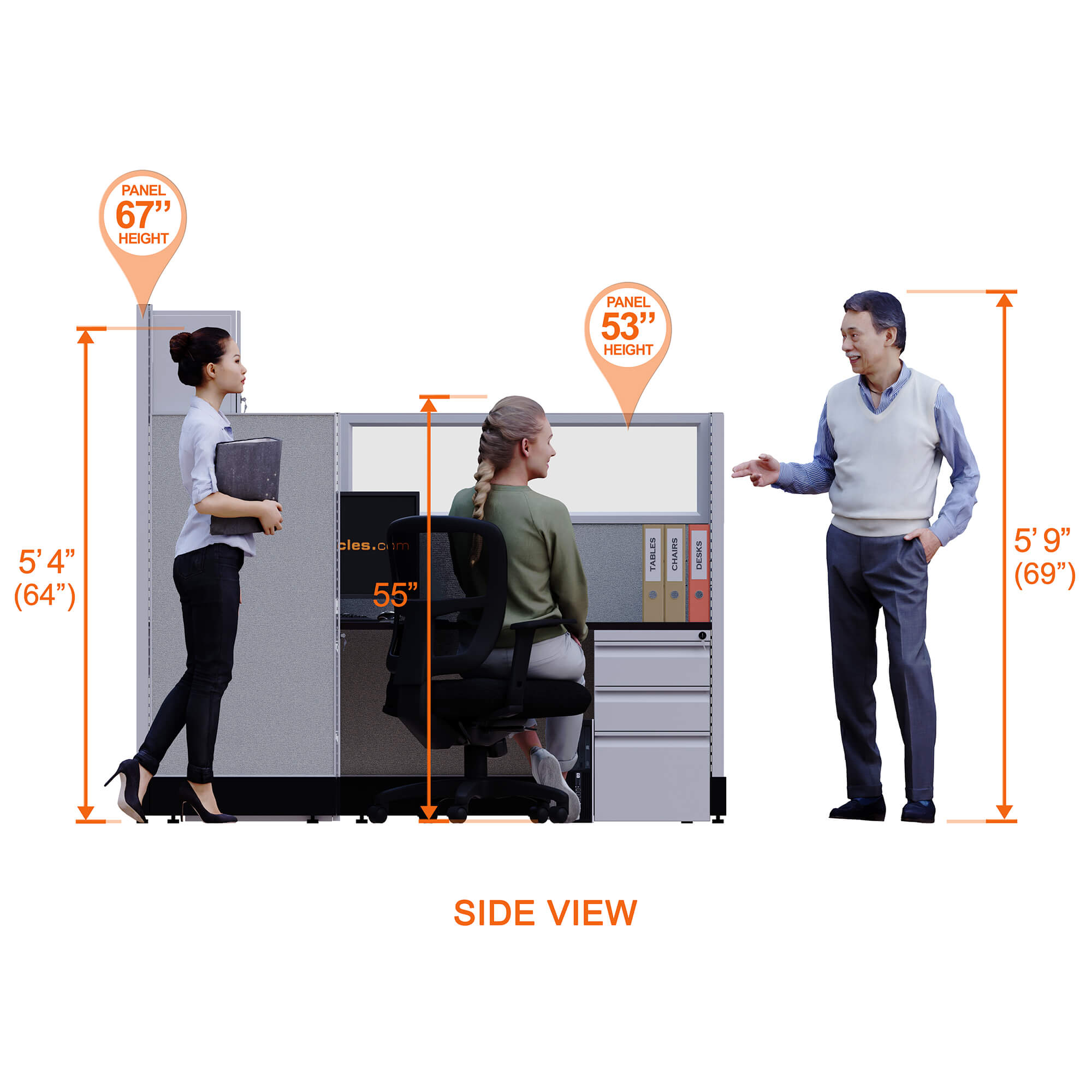 Modular Furniture Mixed Height Powered - Partial Glass Office Cubicles ...