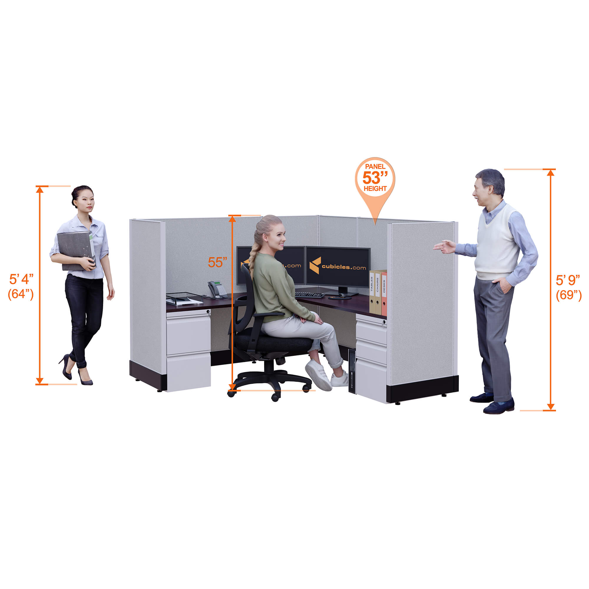 Modular Furniture 53H Powered - Workstation Desk 53H 6pack Cluster Powered