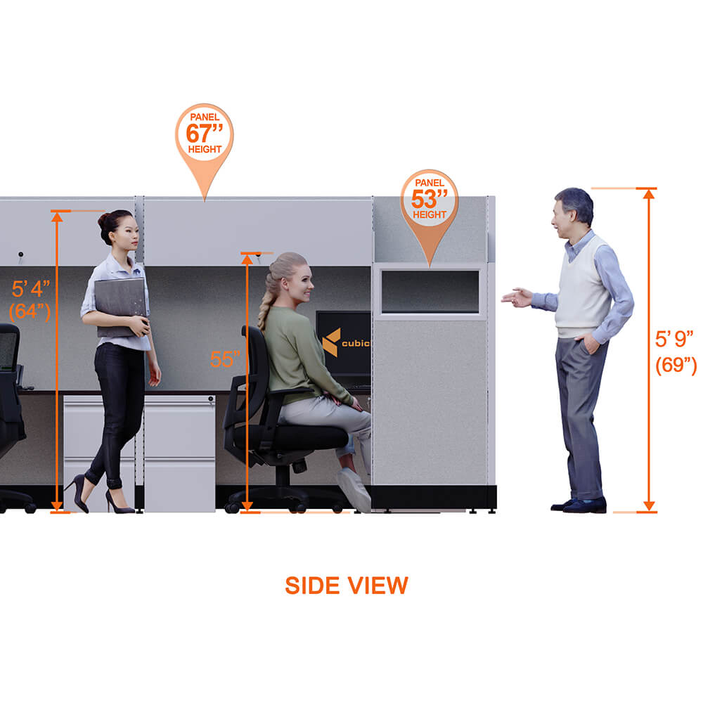 Office Wokstations Mixed Height Non Powered - Modular Office ...