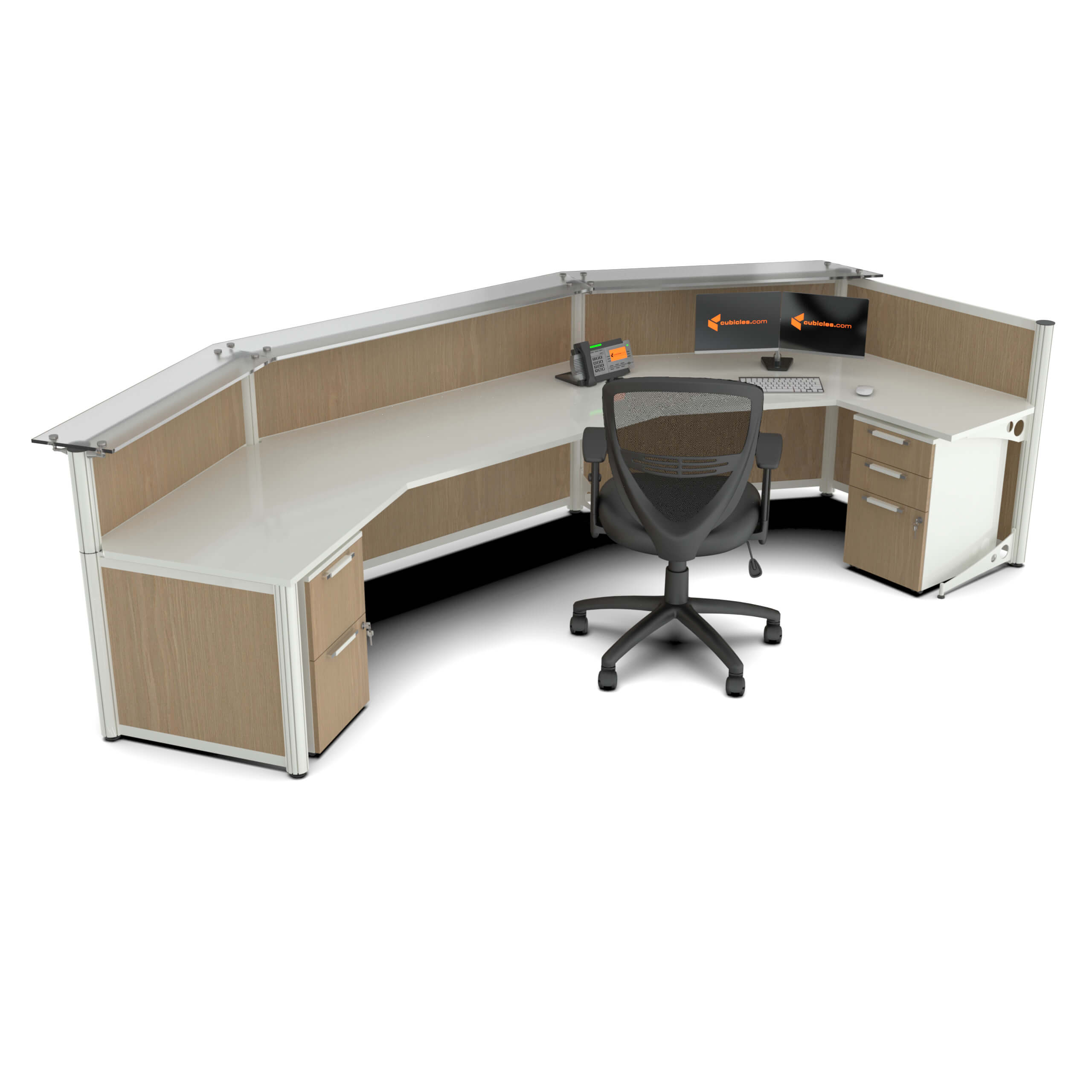 U Shape Reception Desk - AngularGlass Office Reception Desk