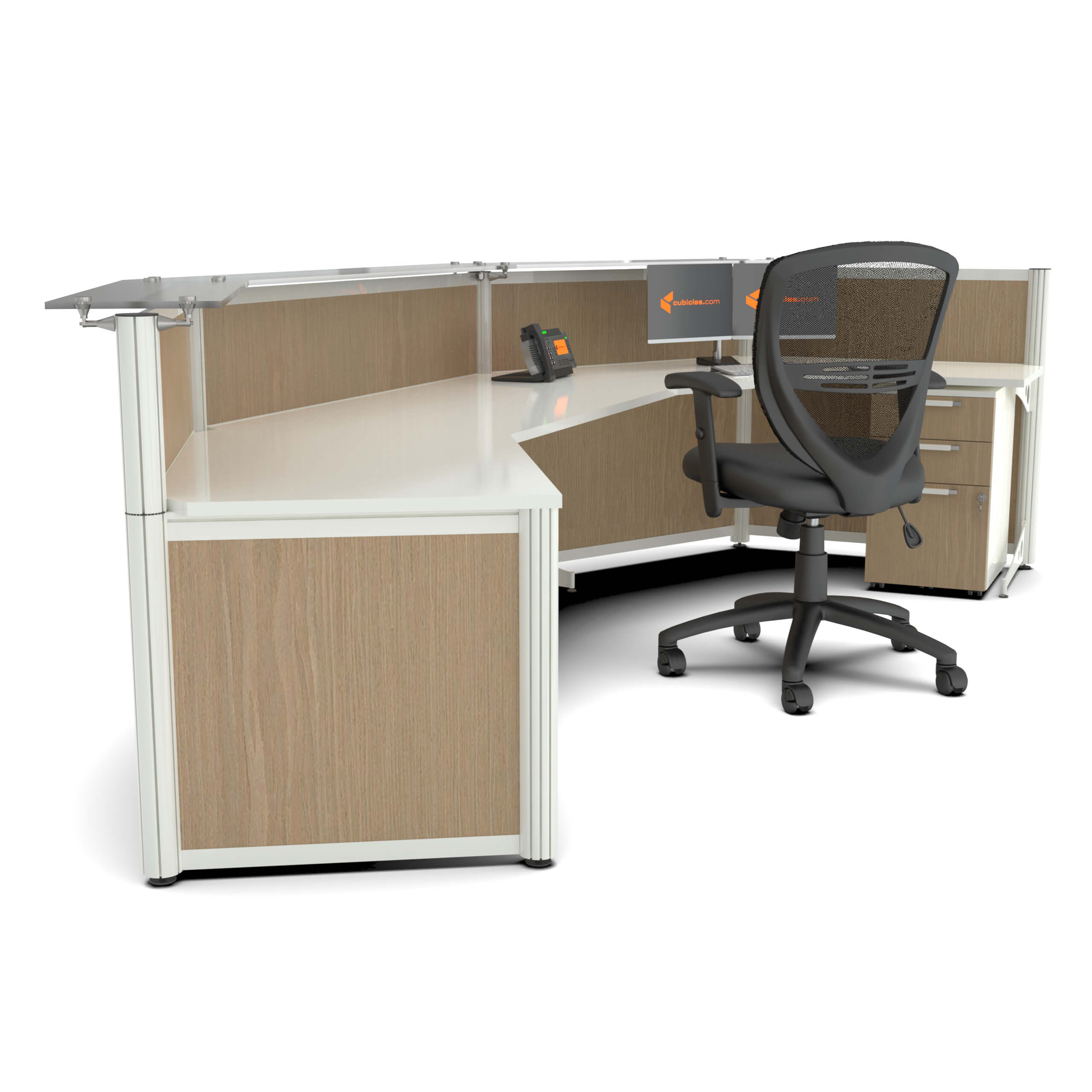 U Shape Reception Desk - AngularGlass Office Reception Desk