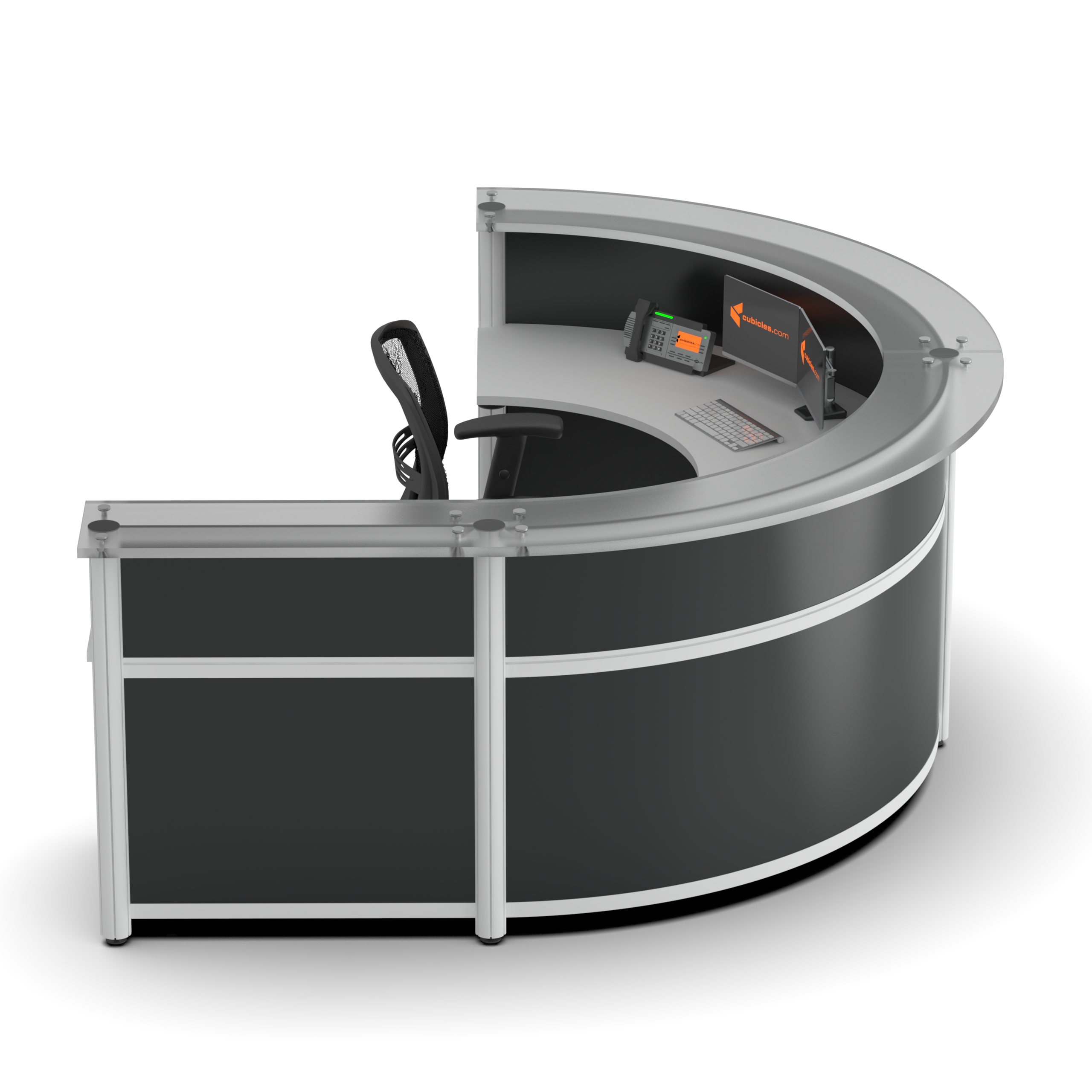 Curved Reception Desk - Contemporary Reception Desk With Glass Top