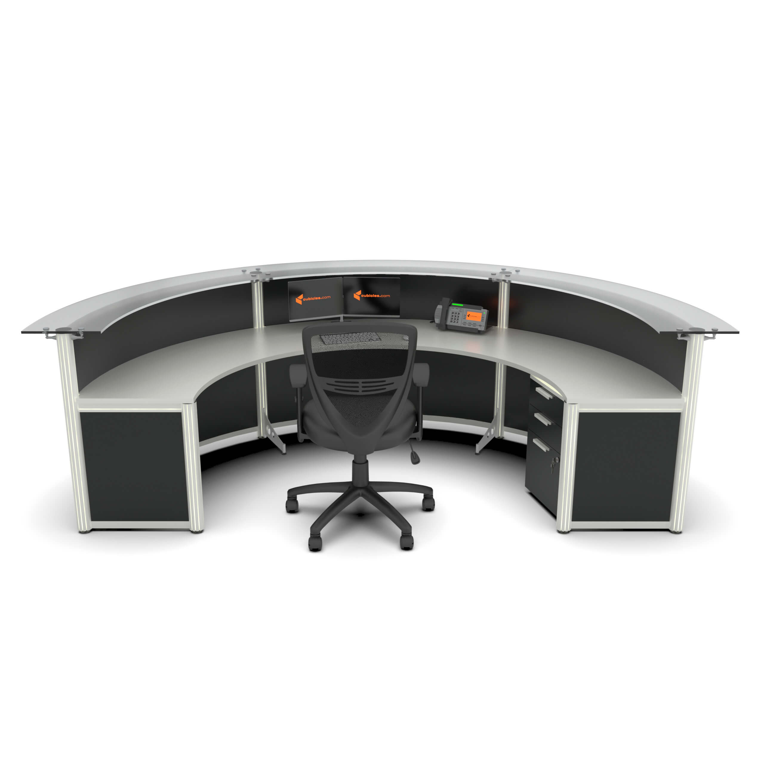 Curved Reception Desk - Curve Round Reception Desk With Transaction Top