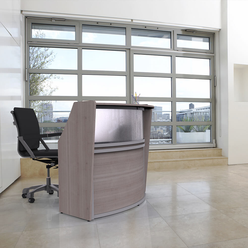 Small Reception Desks - Curved Reception Desk With Clear Panel