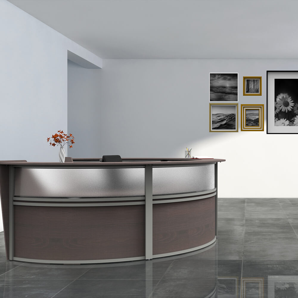 Curved Reception Desk - Semi Circular Reception Desk With Clear Panels