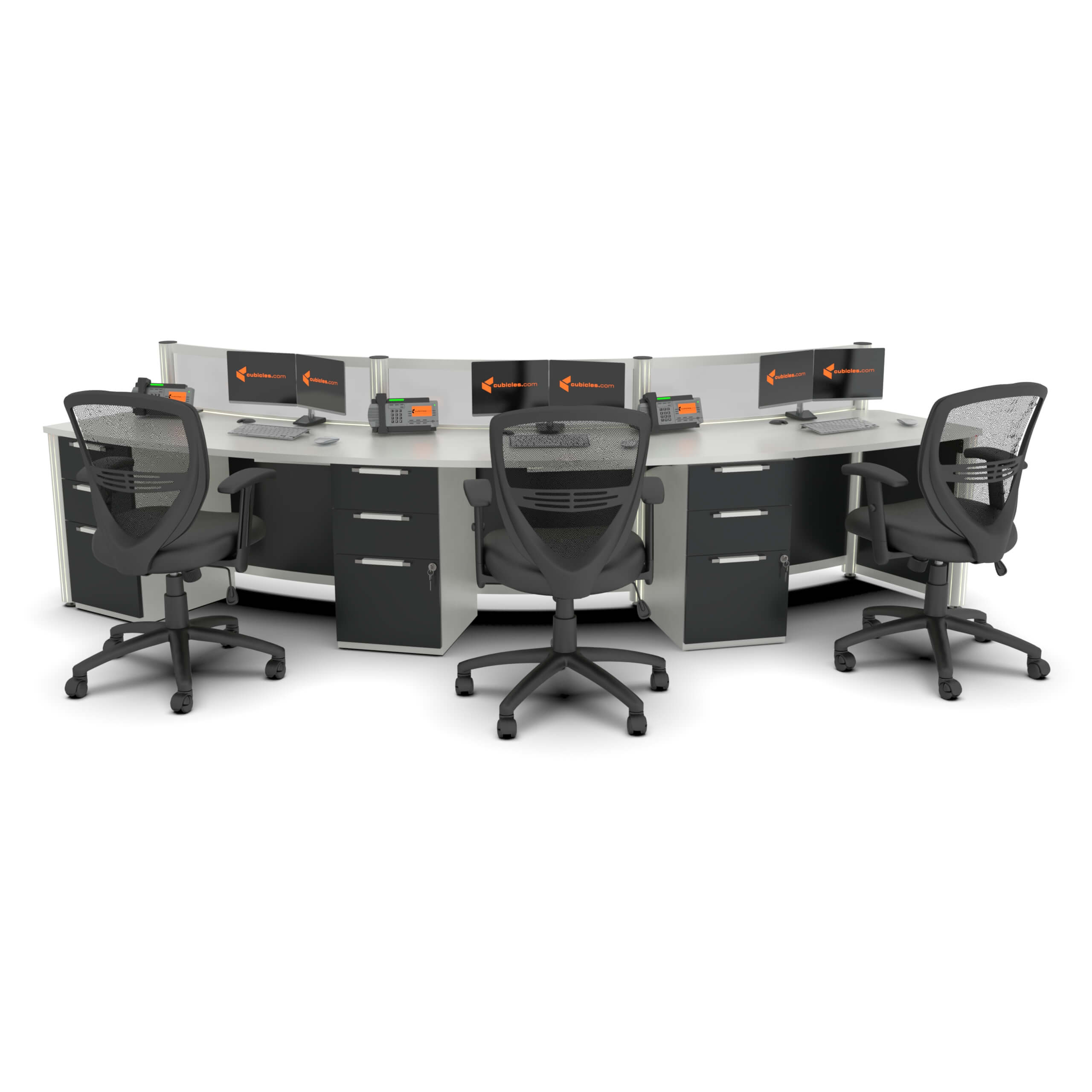 Curved Reception Desk - LuminaCurve Collaborative 3 Person Reception Desk