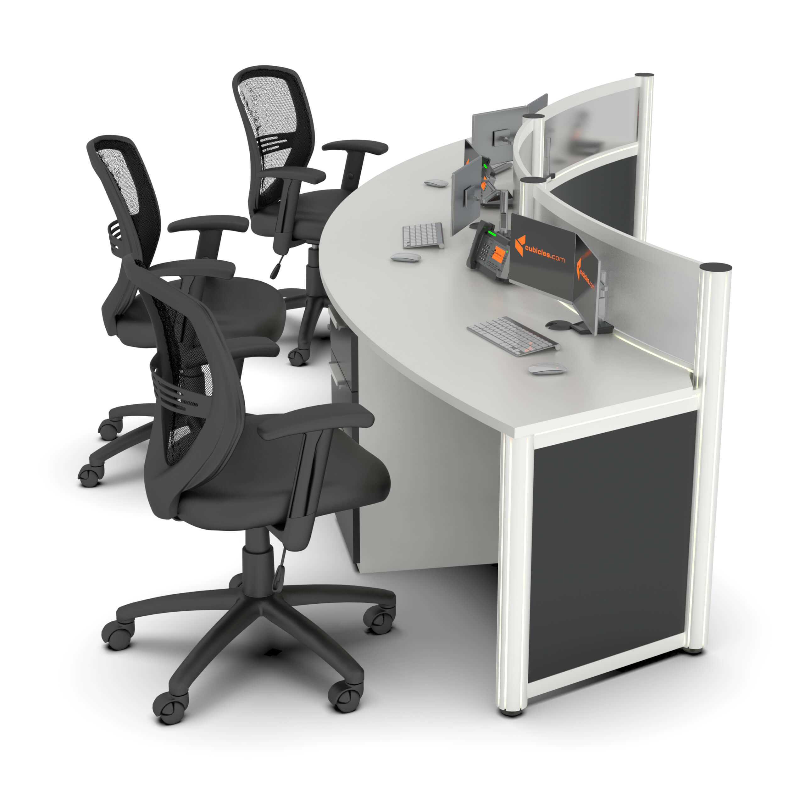 Curved Reception Desk - LuminaCurve Collaborative 3 Person Reception Desk