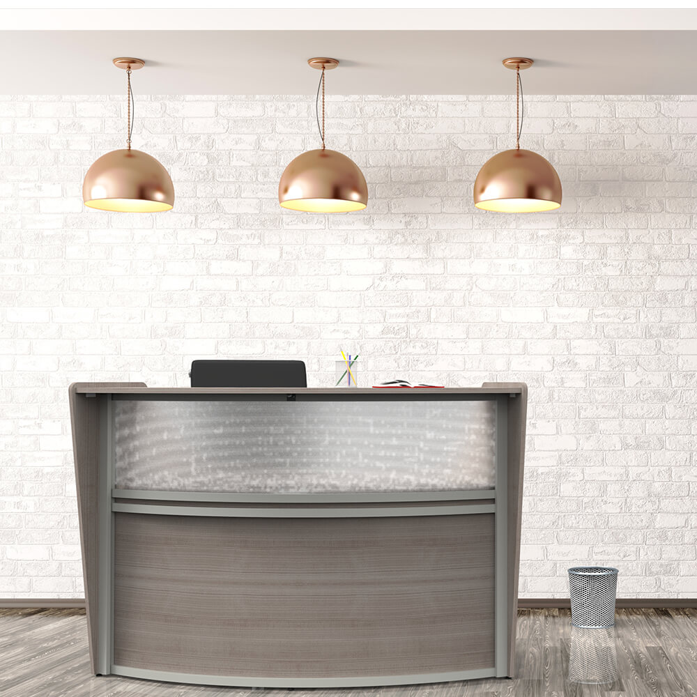 Small Reception Desks - Curved Reception Desk With Clear Panel
