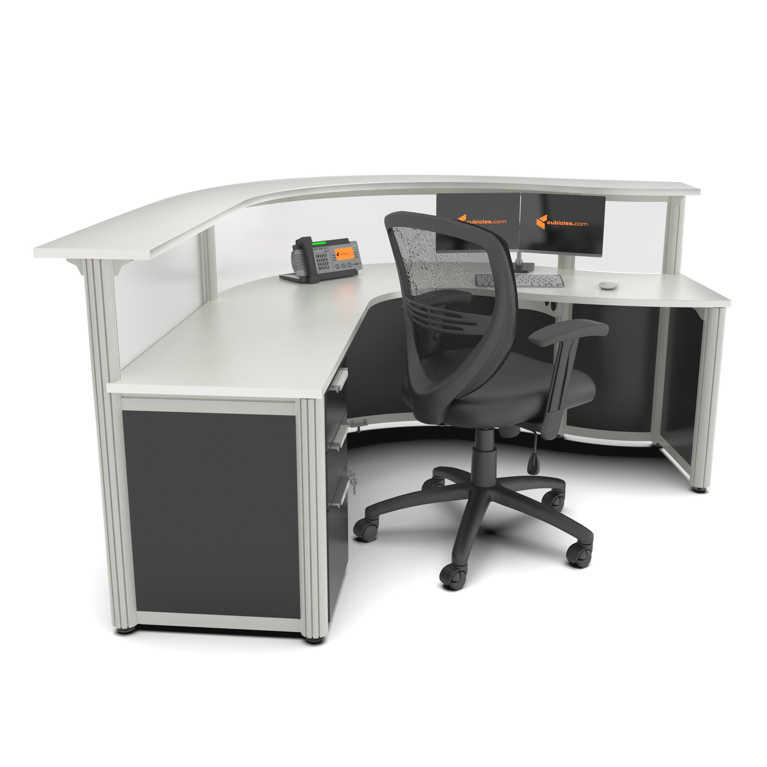 Curved Reception Desk - Reception Desk Curved With Frosted Acrylic Panels