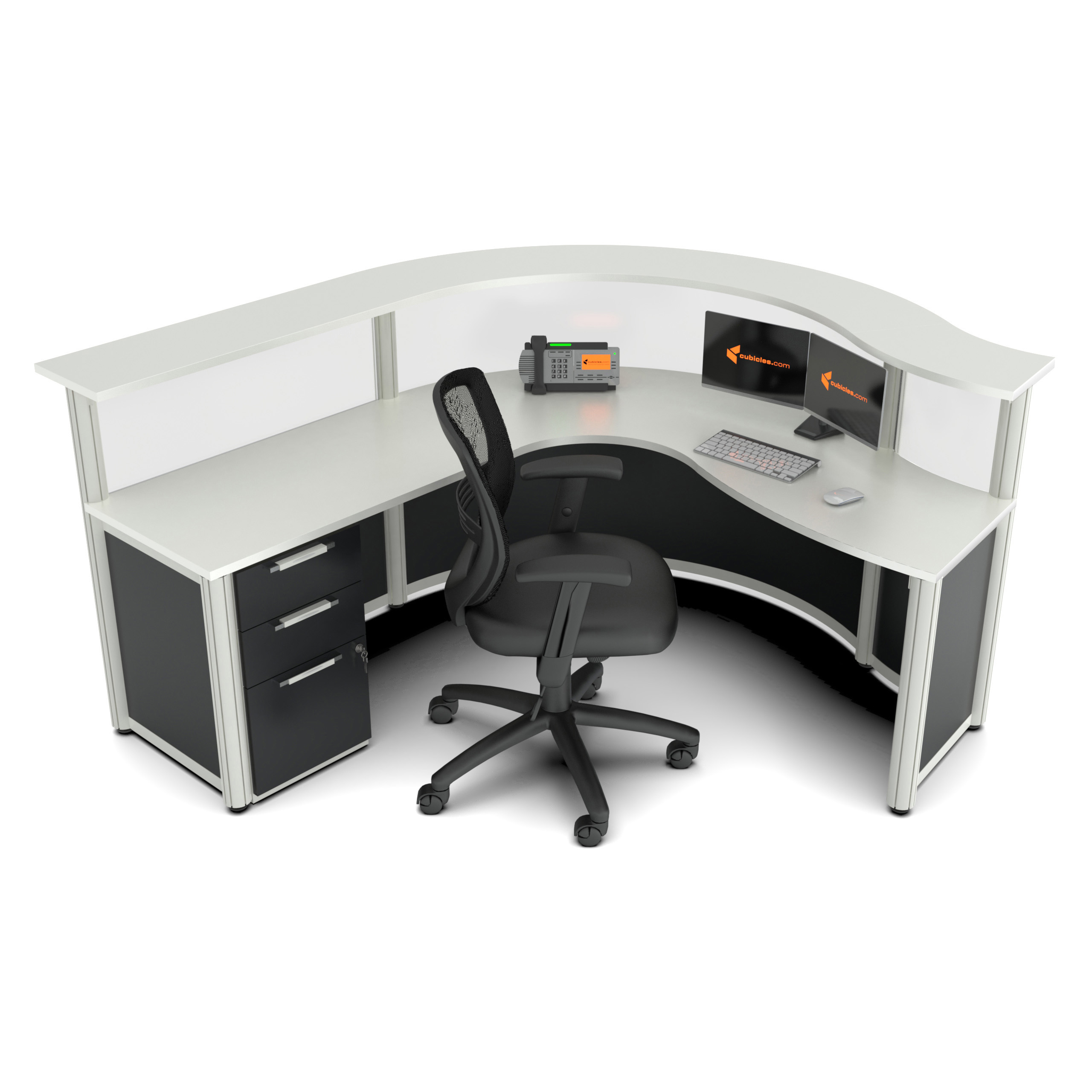 Curved Reception Desk - Reception Desk Curved With Frosted Acrylic Panels
