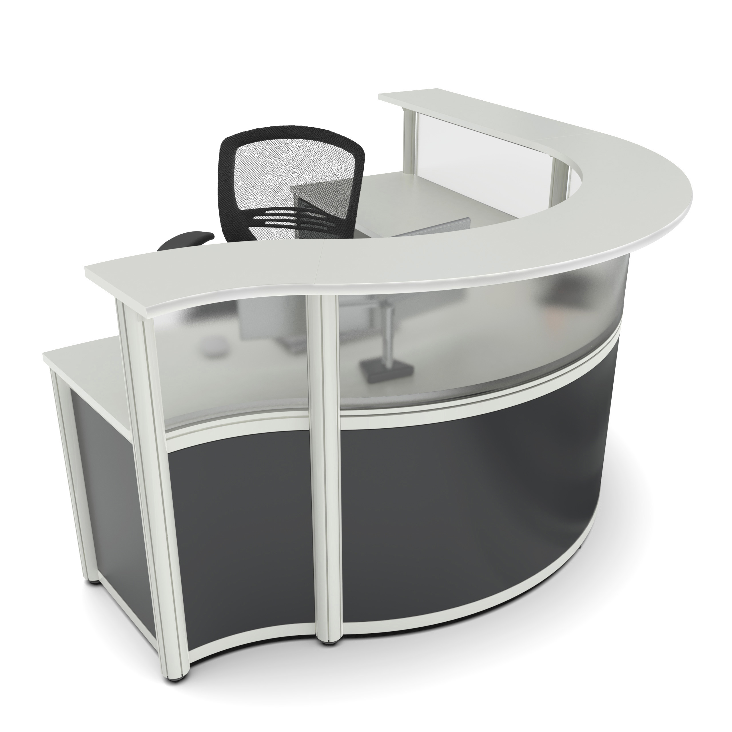 Curved Reception Desk - Reception Desk Curved With Frosted Acrylic Panels