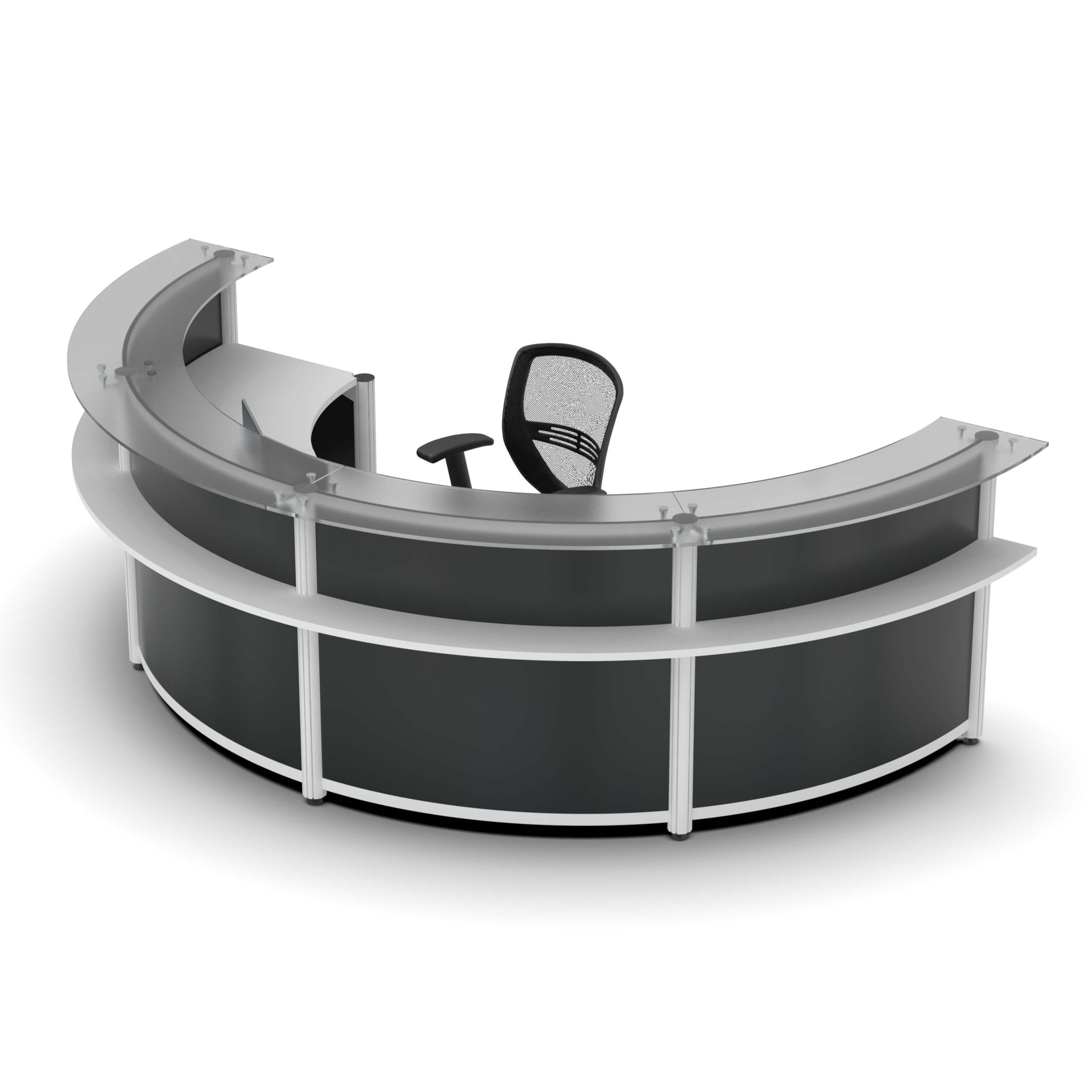 Curved Reception Desk - Round Reception Desk With Glass Transaction Top