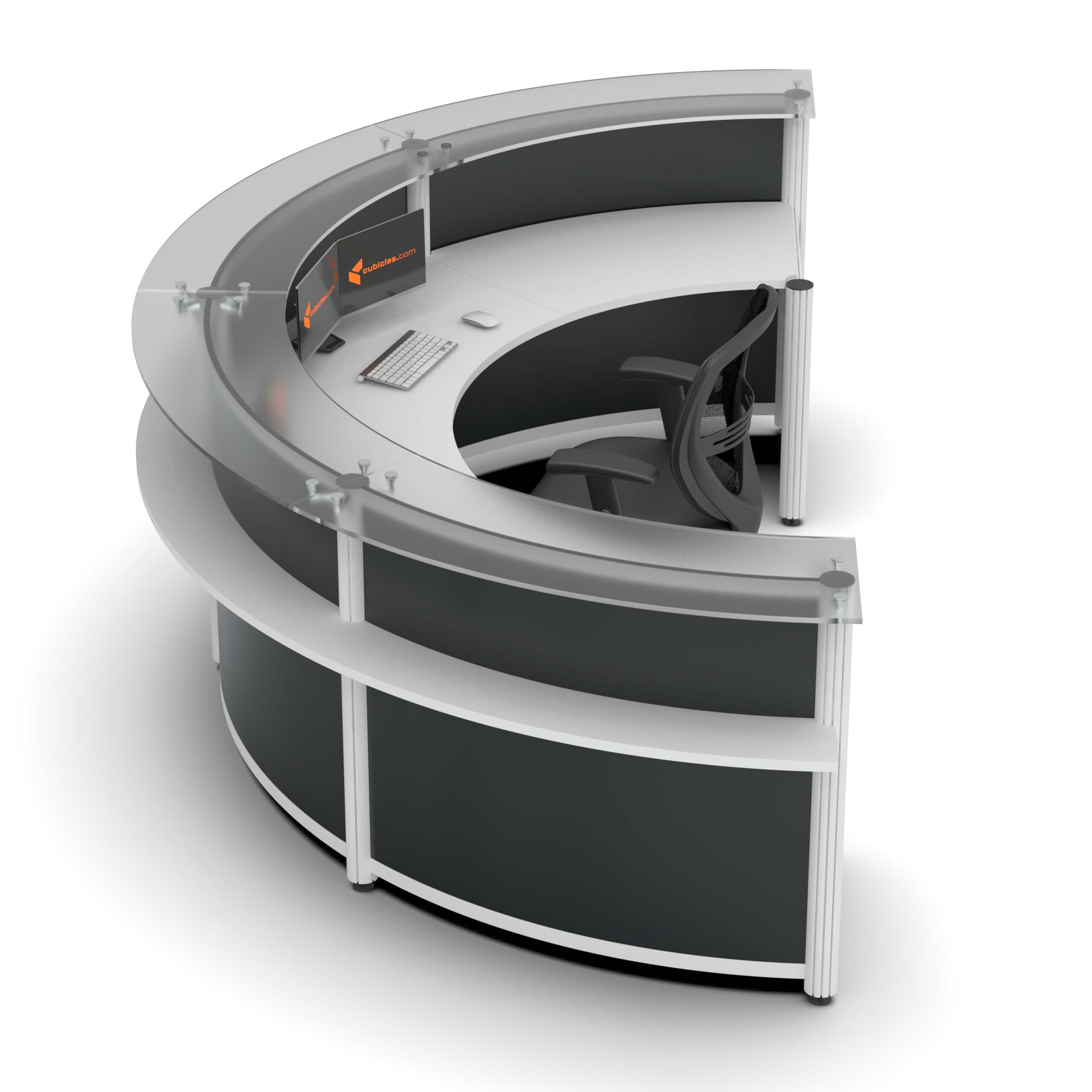 Curved Reception Desk - Round Reception Desk With Glass Transaction Top