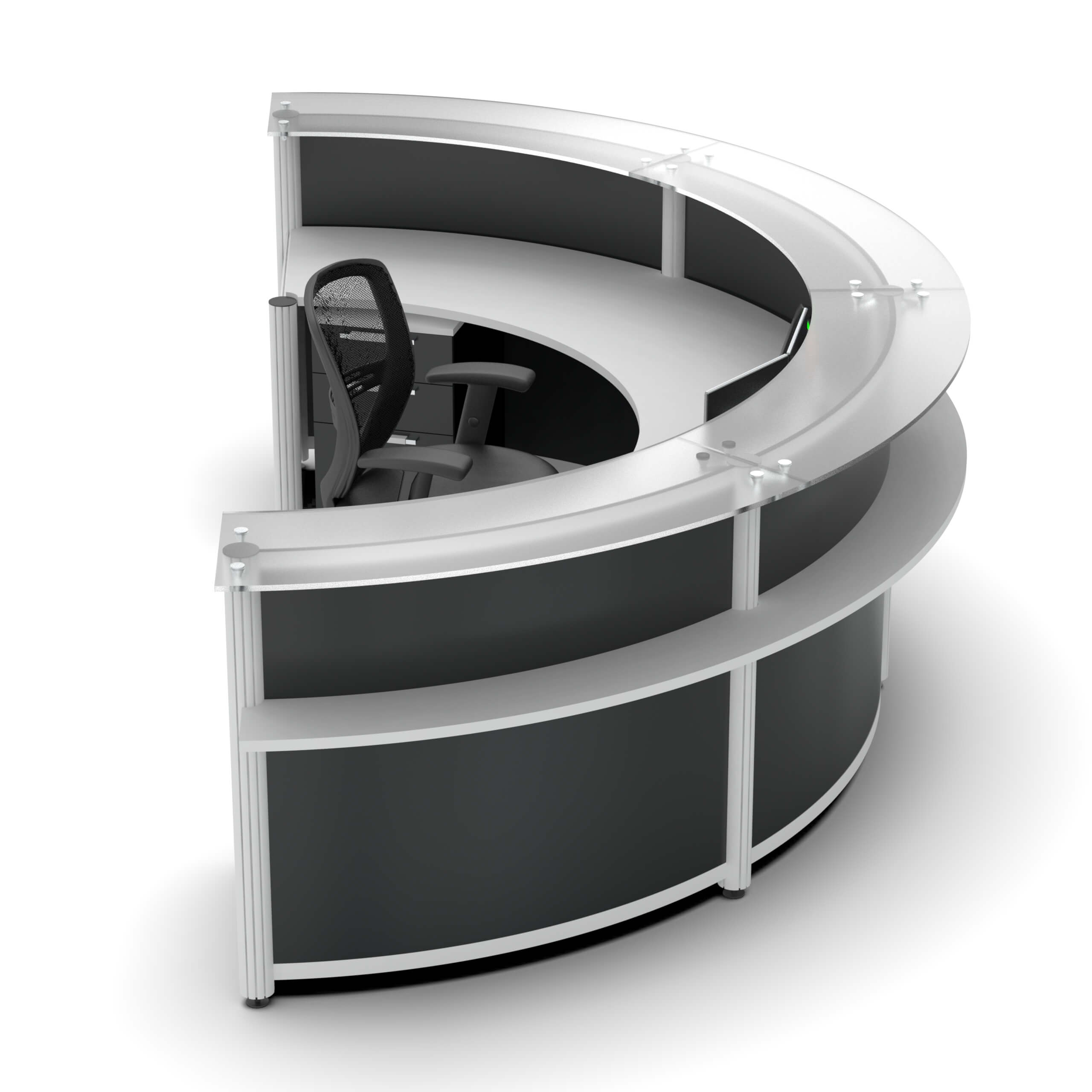 Curved Reception Desk - Round Reception Desk With Glass Transaction Top