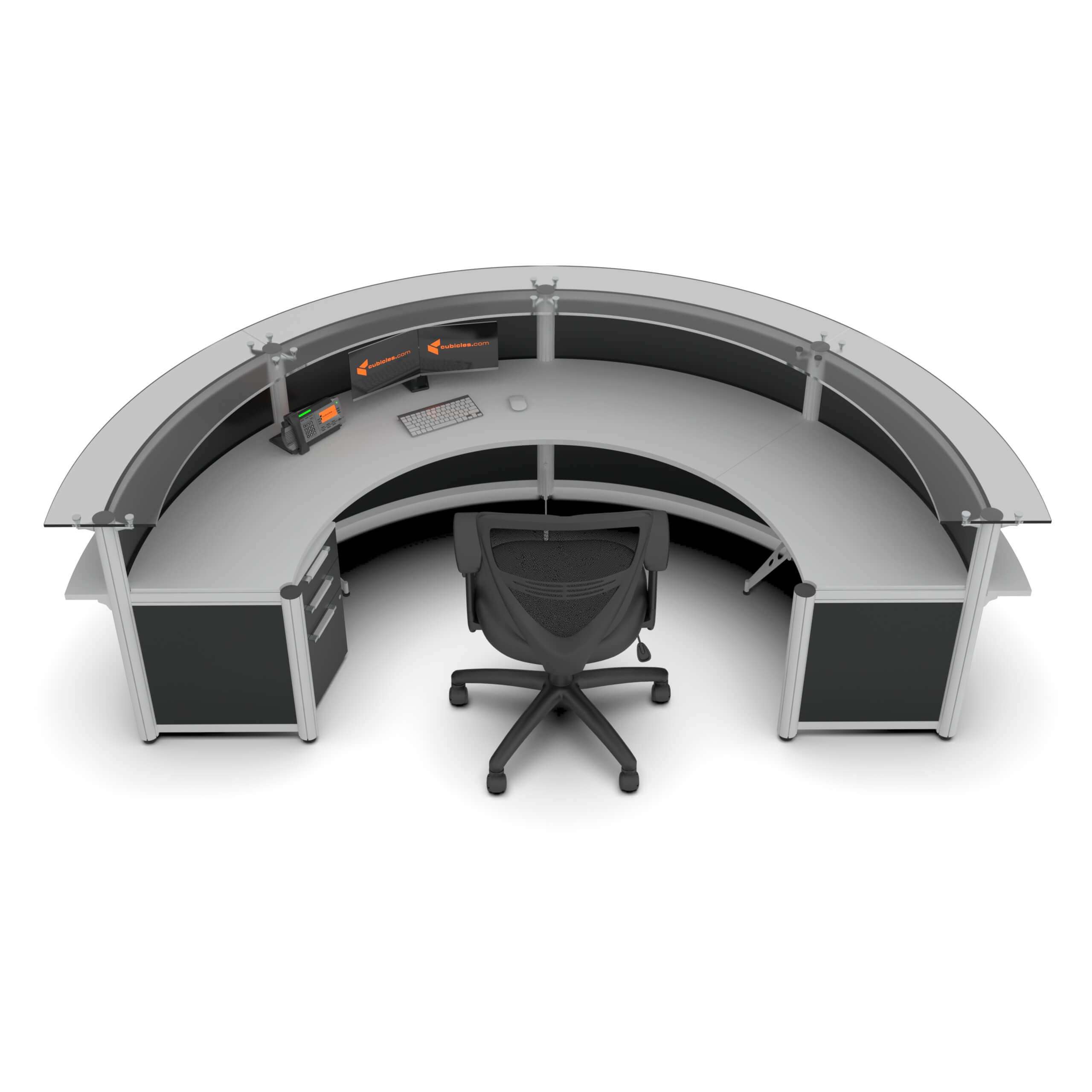Curved Reception Desk - Round Reception Desk With Glass Transaction Top