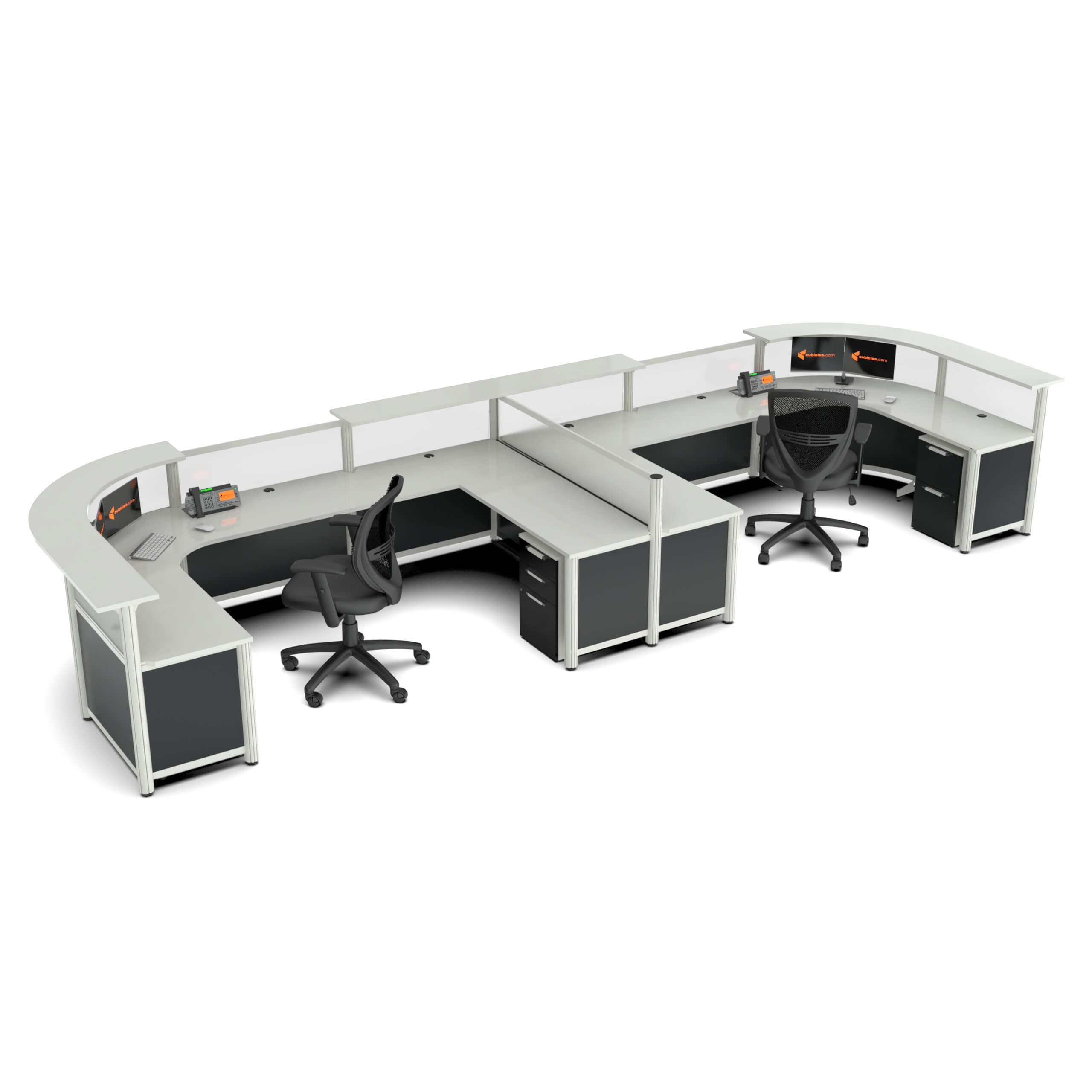 Curved Reception Desk - SymmetryFlow 2 Person Reception Desk