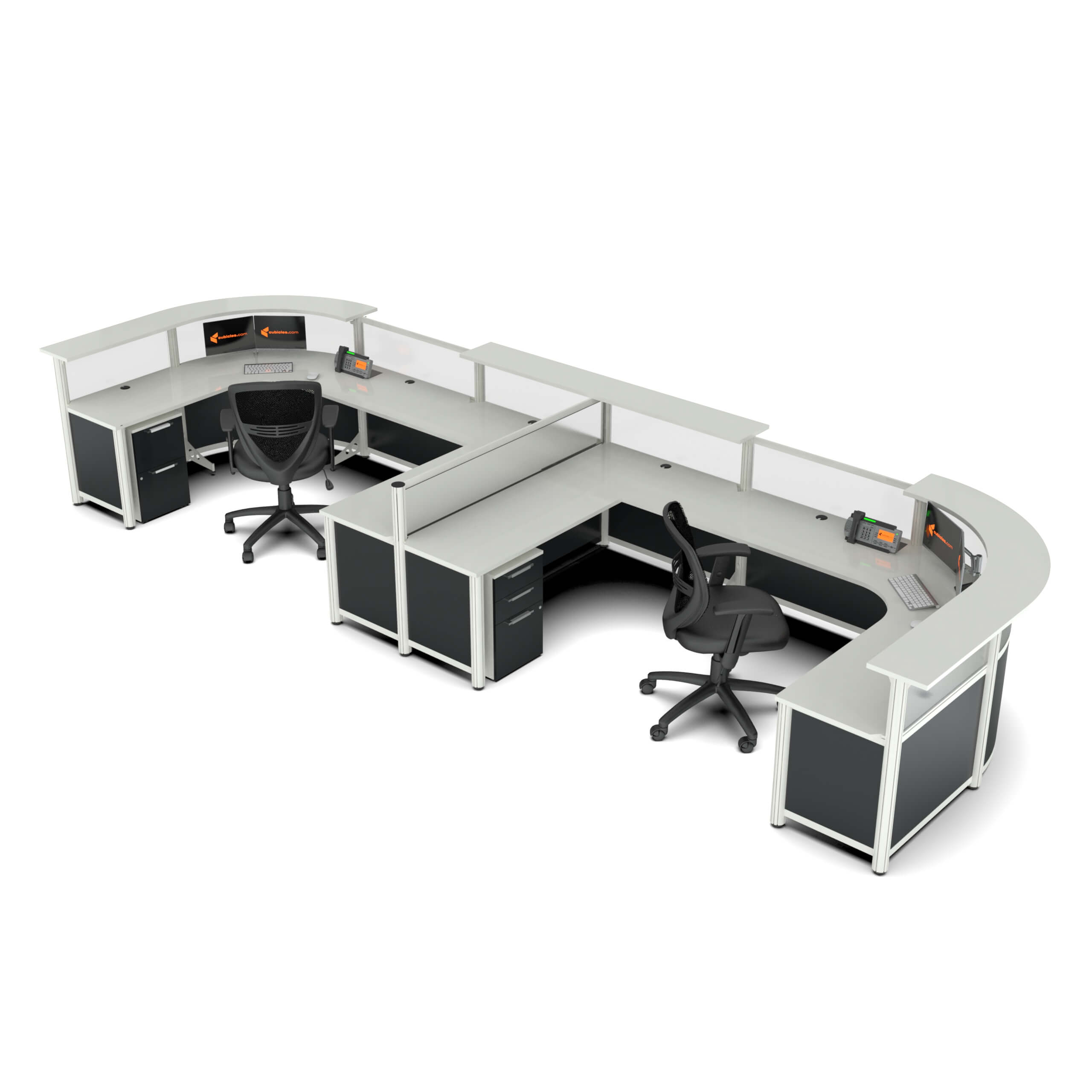 Curved Reception Desk - SymmetryFlow 2 Person Reception Desk