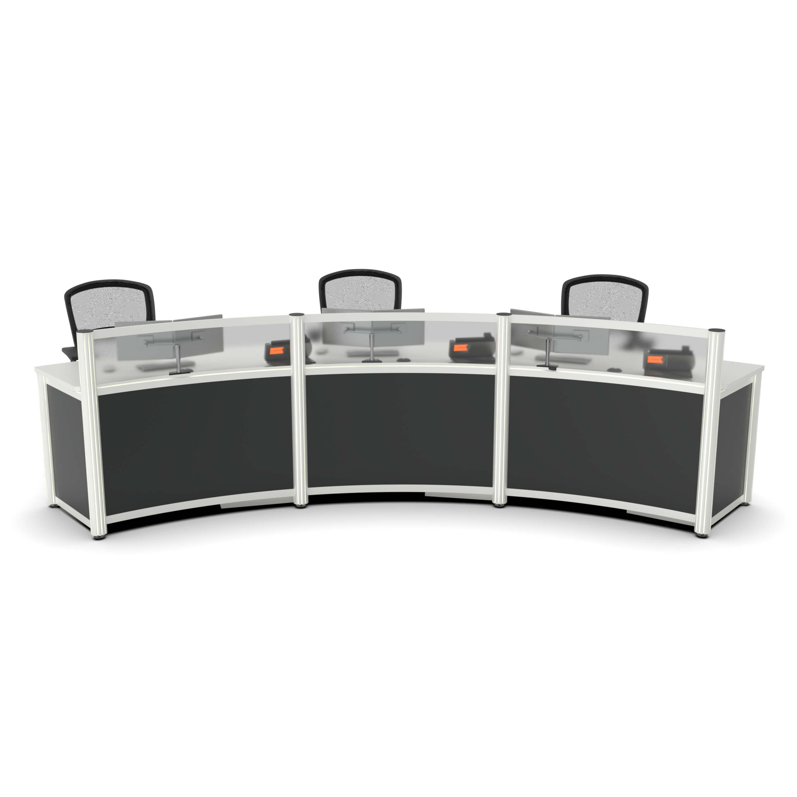 Curved Reception Desk - LuminaCurve Collaborative 3 Person Reception Desk