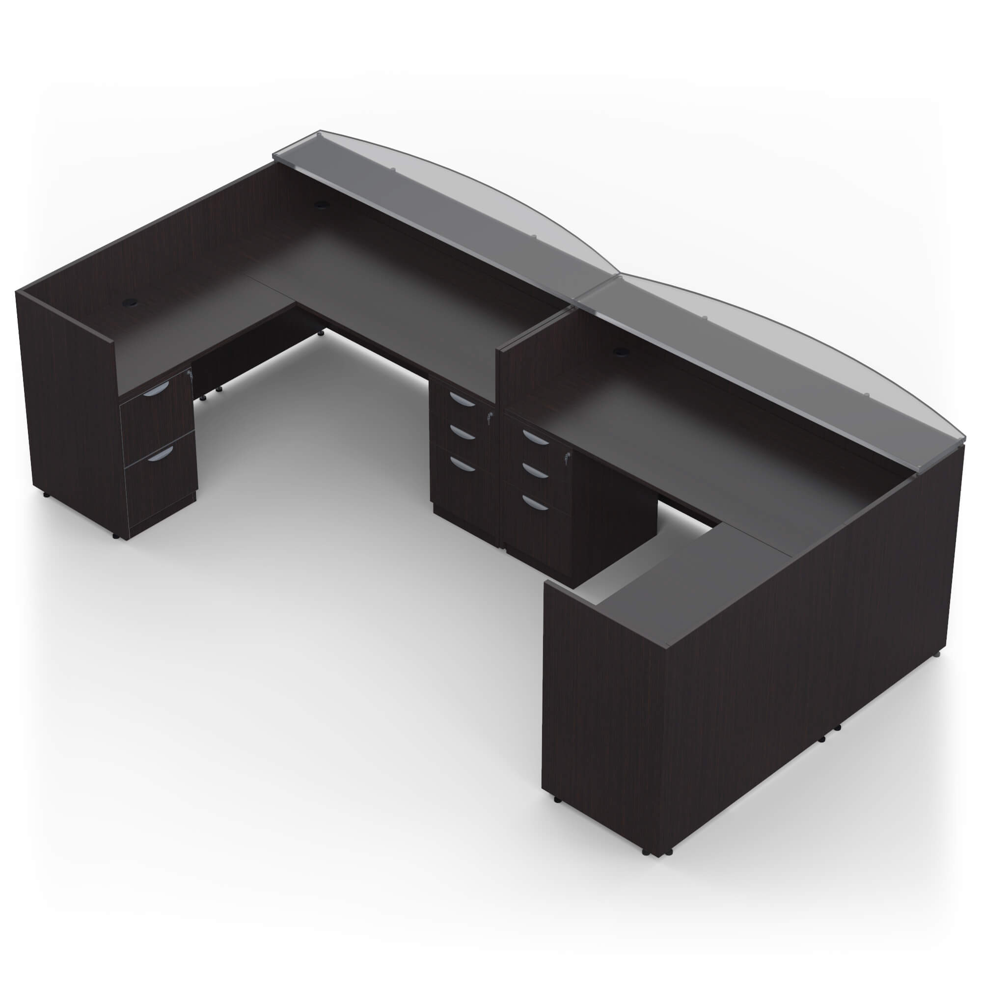 Two Person Reception Desk - Attract 2 Person Reception Desk Glass Top