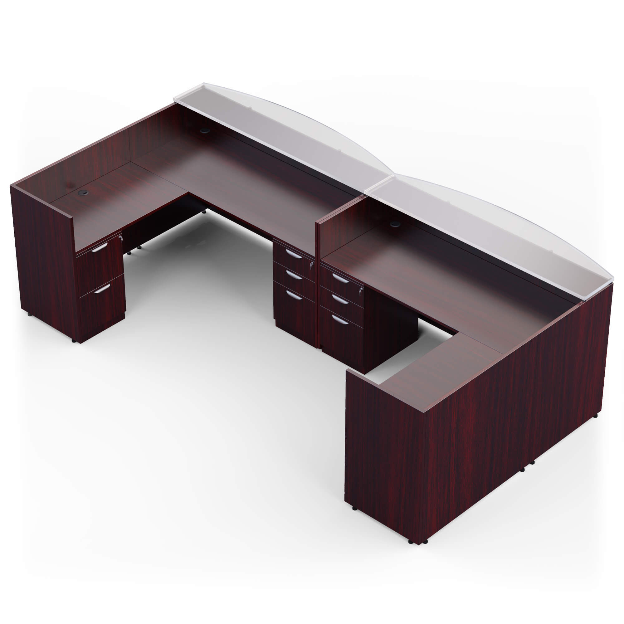 Two Person Reception Desk - Attract 2 Person Reception Desk Glass Top