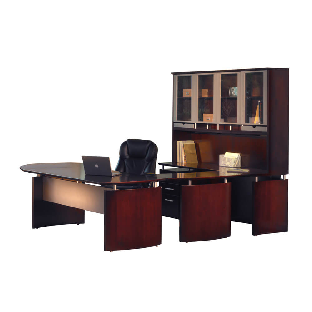 Milano Veneer U Desk With Hutch 96W x 108D Left Hand