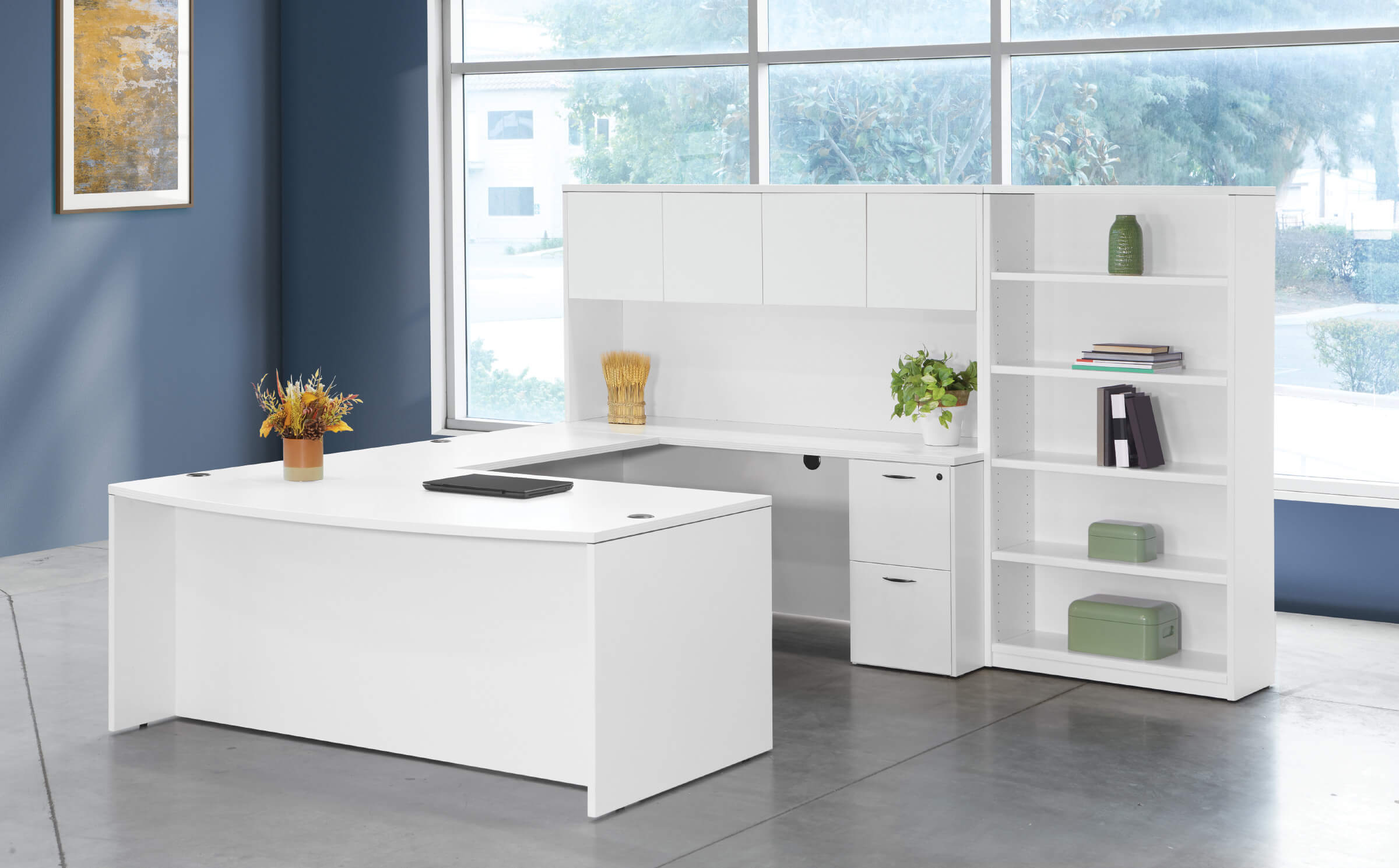 U Shaped Desk With Hutch - Contemporary U Shaped Office Desk Novato ...