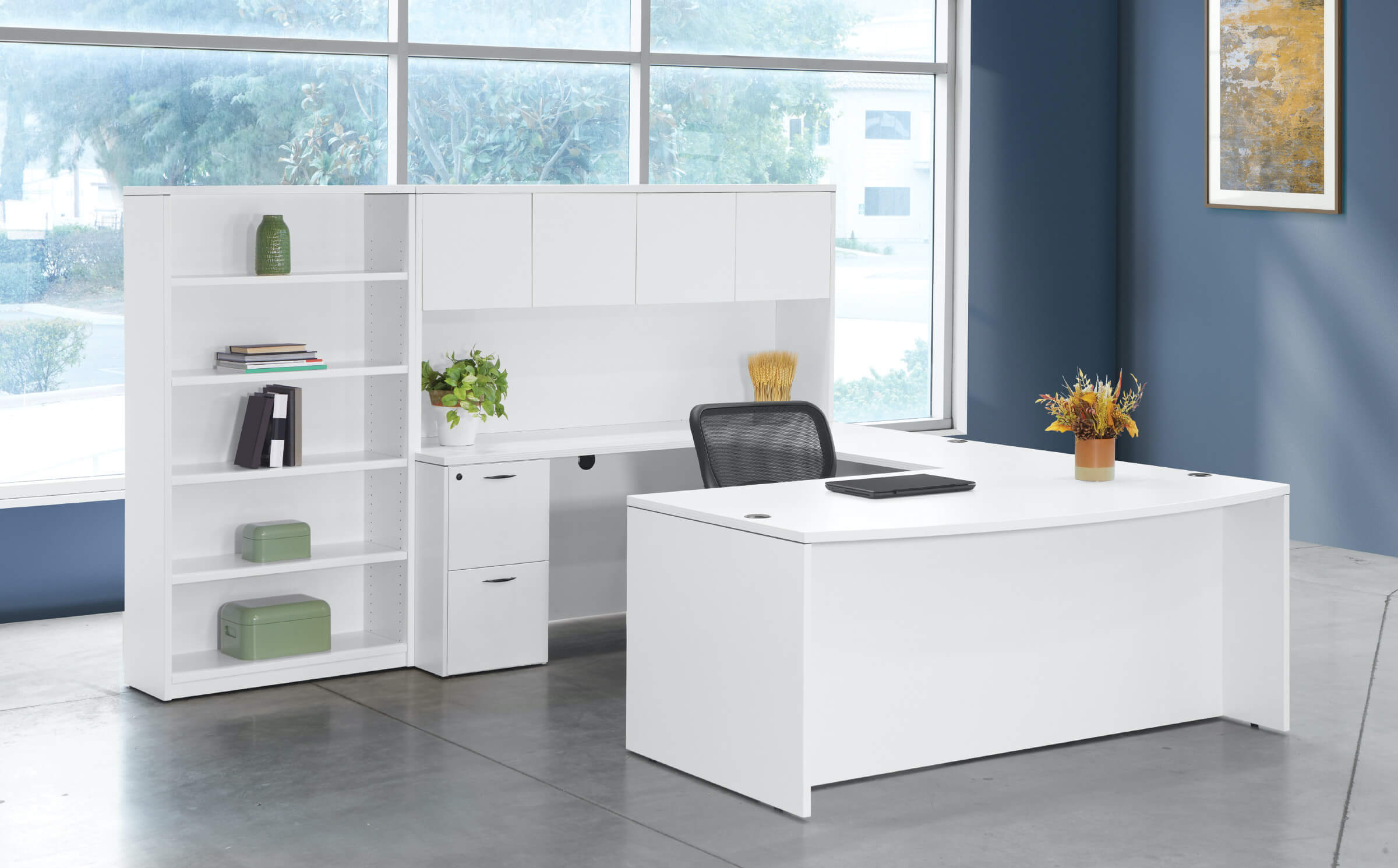 U Shaped Desk With Hutch - Contemporary U Shaped Office Desk Novato ...