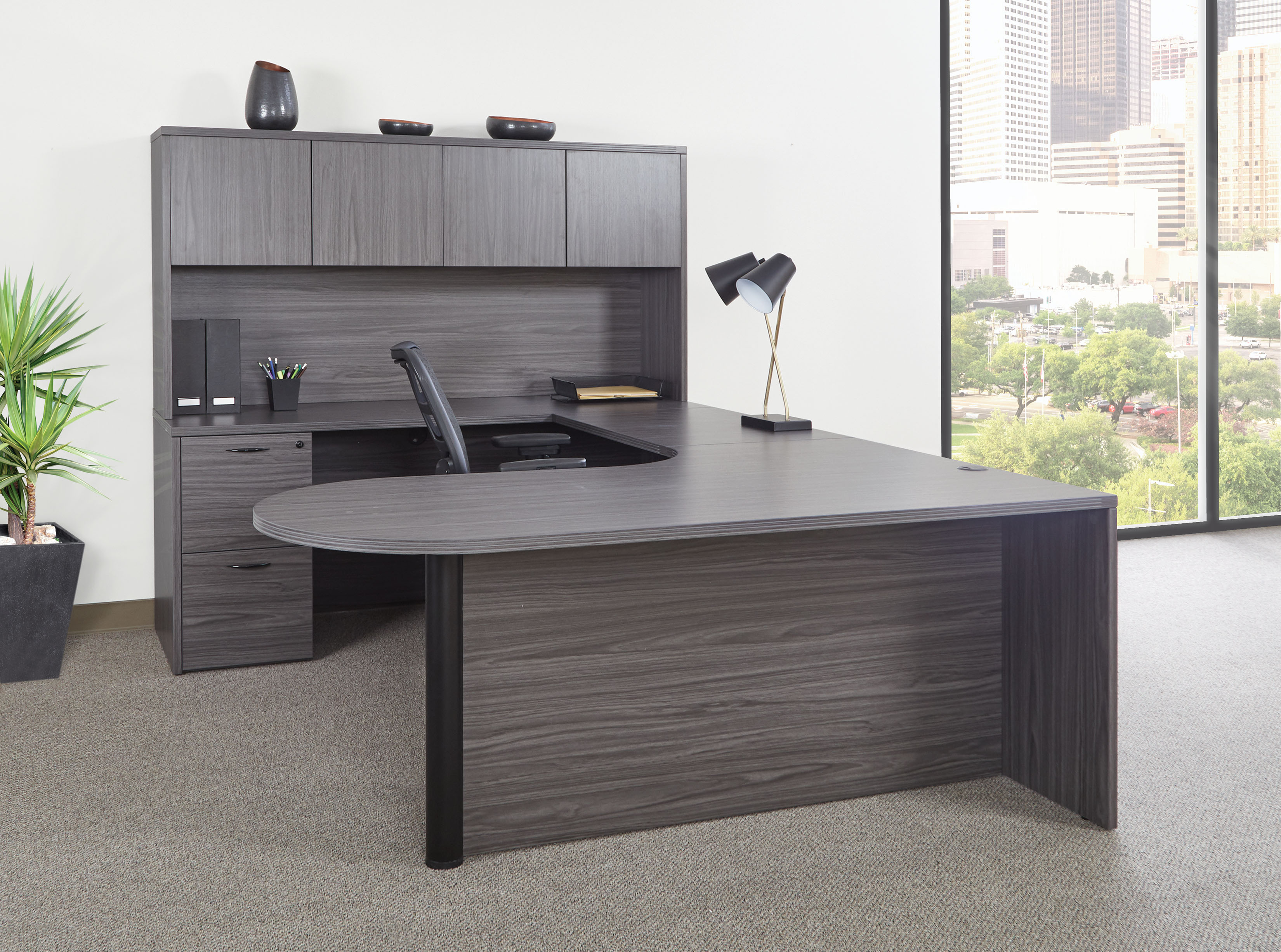 U Shaped Desk With Hutch - Modern U Shaped Desk with Hutch Novato 71W x ...