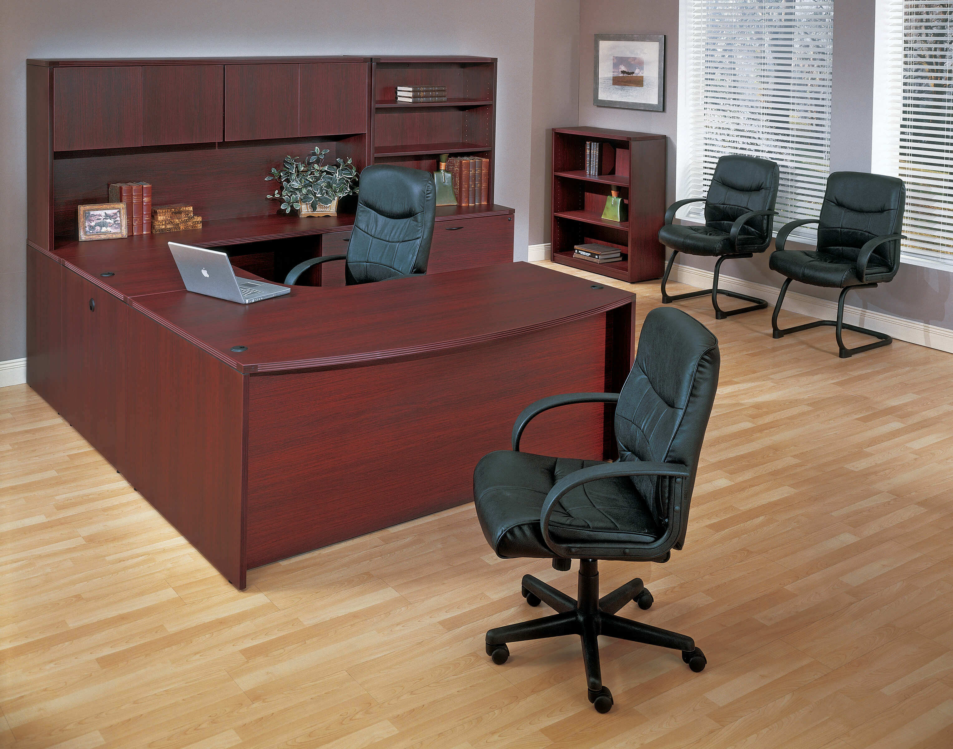 U Shaped Desk With Hutch - Contemporary U Shaped Desk Novato 107W x 112D
